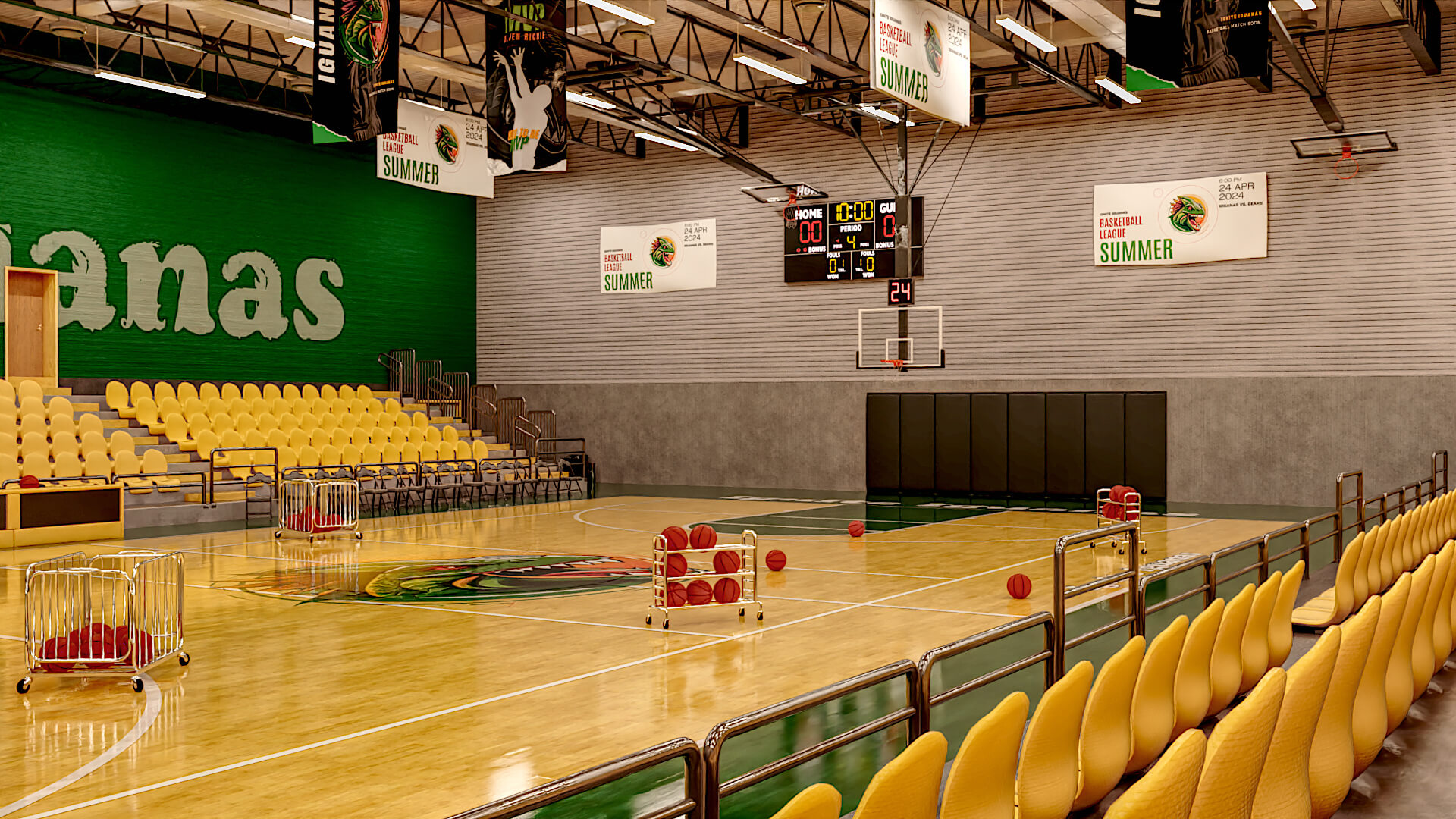 HS Basketball Gym Ignite Iguanas 3D Render by clacydarch