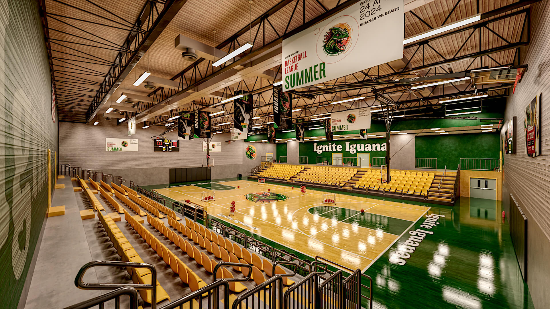 HS Basketball Gym Ignite Iguanas 3D Render by clacydarch