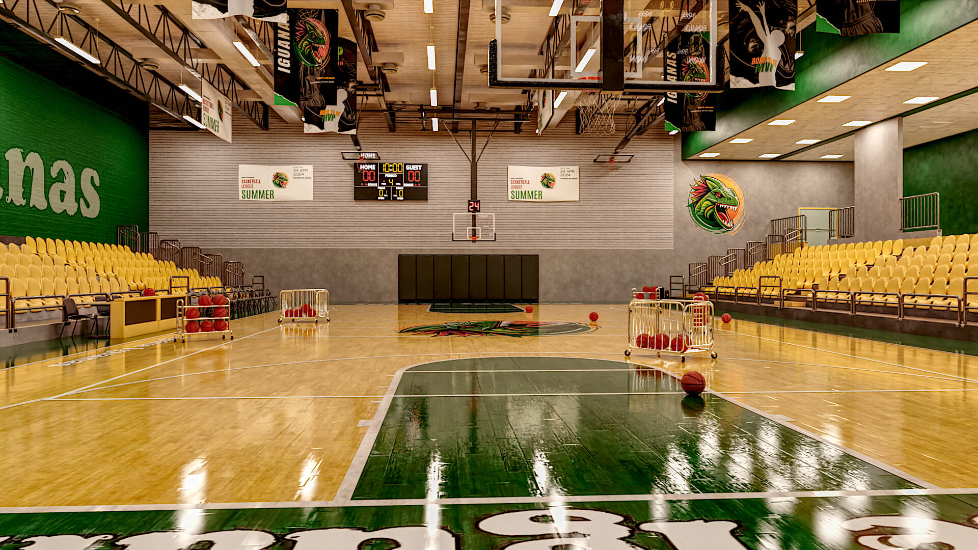 HS Basketball Gym Ignite Iguanas 3D Render by clacydarch