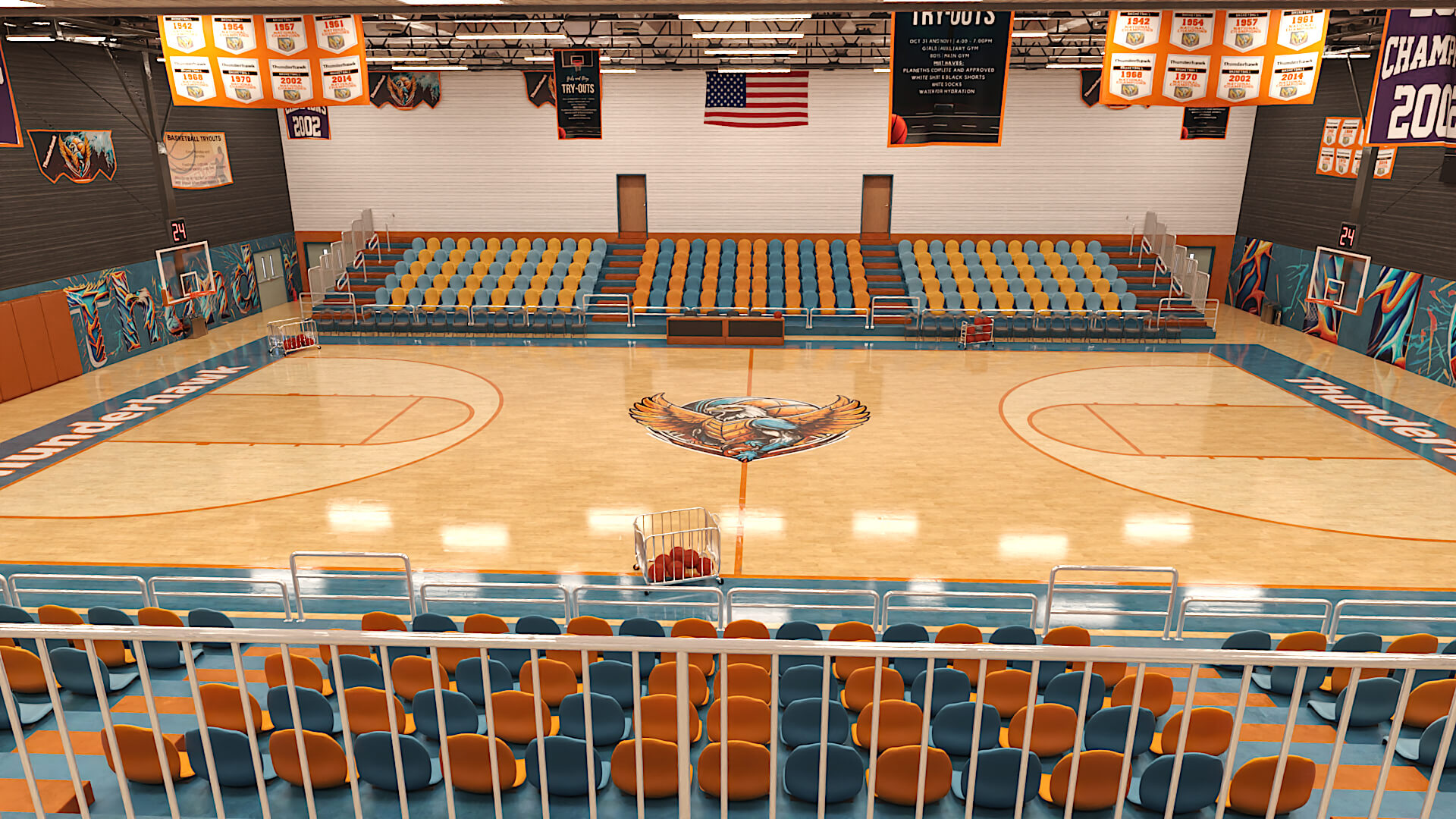 HS Basketball Gym Thunderhawk 3D Render by clacydarch