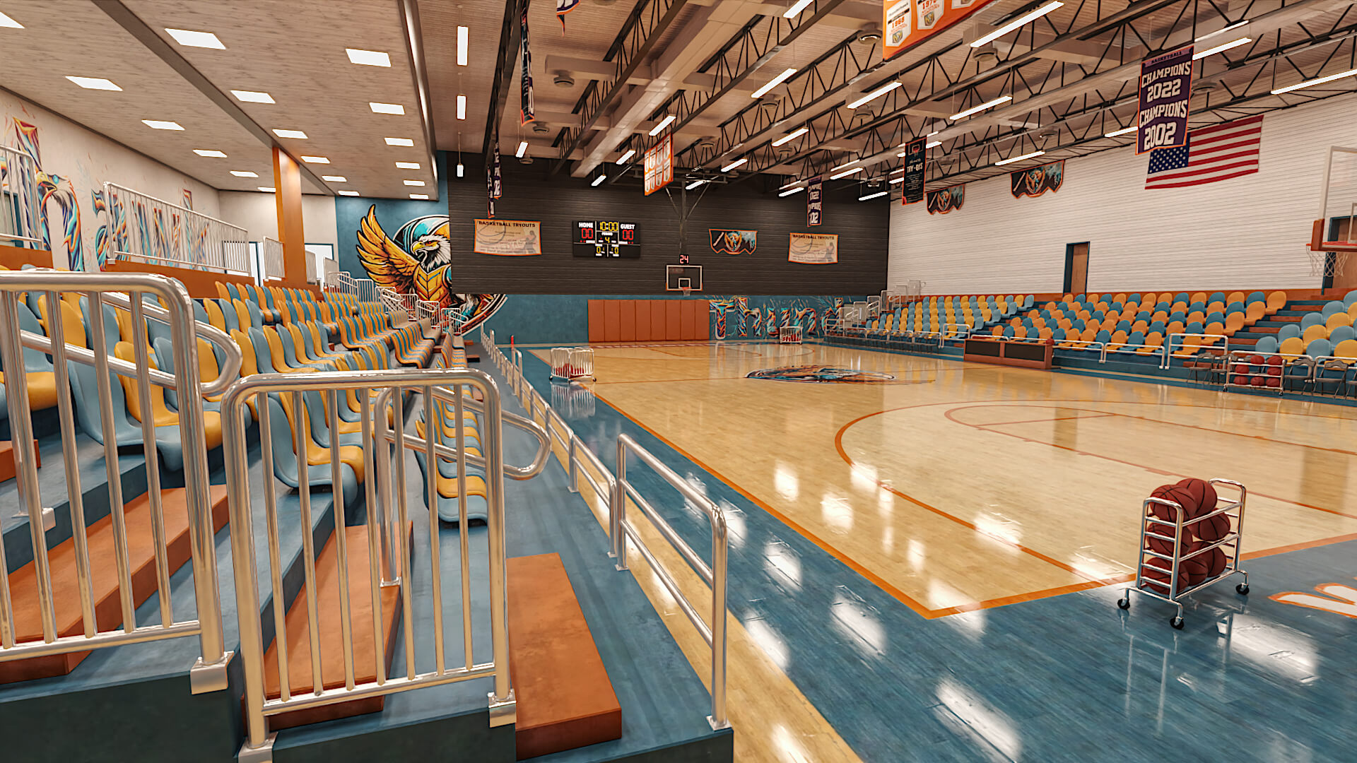 HS Basketball Gym Thunderhawk 3D Render | RenderHub Gallery