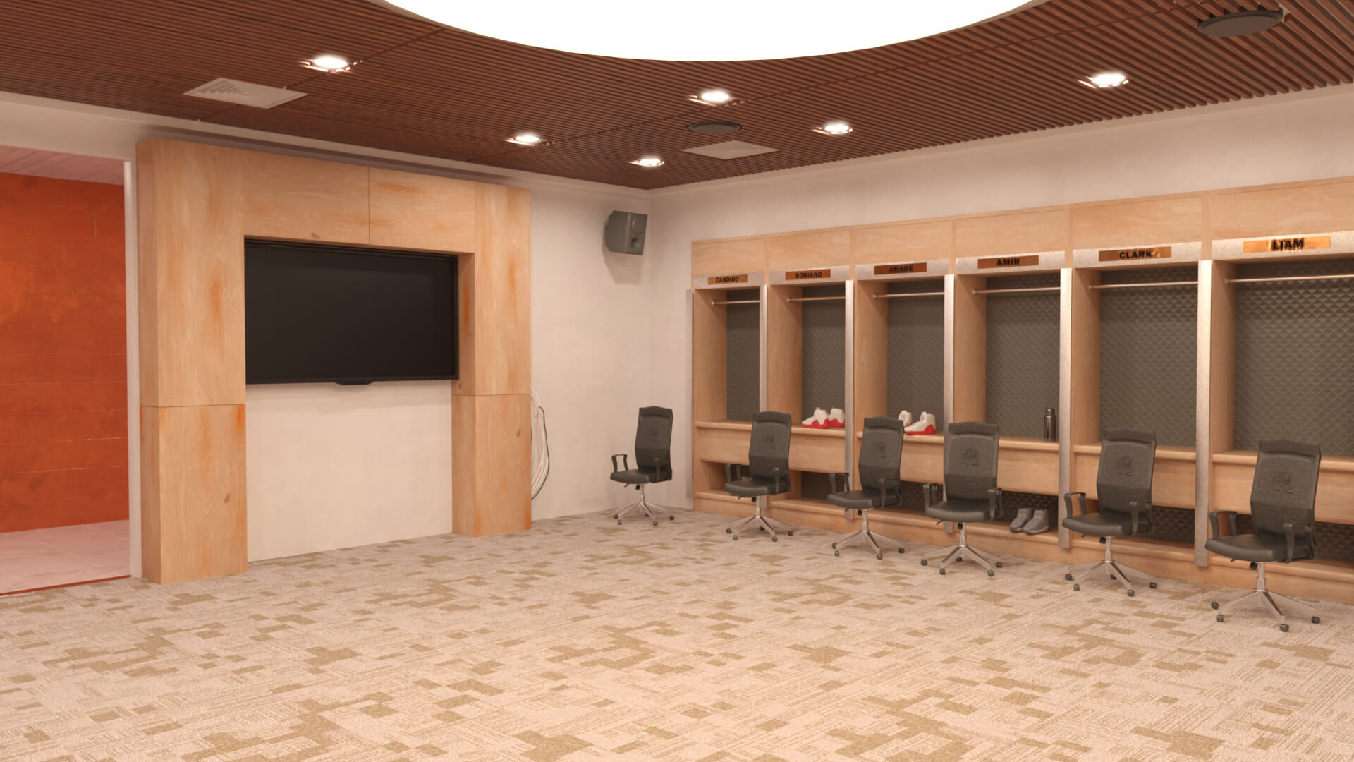 HS Basketball Locker Room 3D Render, Digital Art by clacydarch