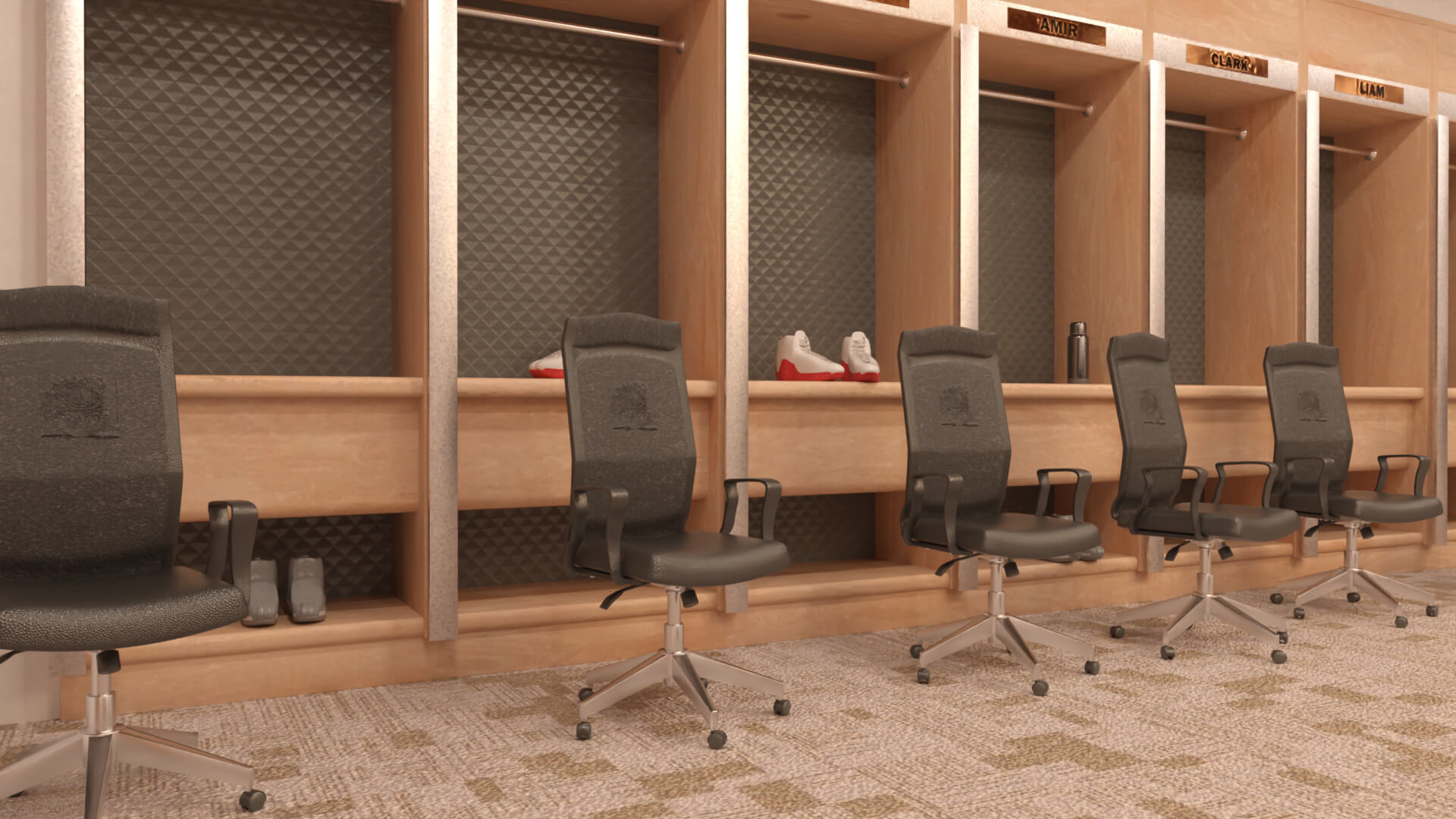 HS Basketball Locker Room 3D Render, Digital Art by clacydarch