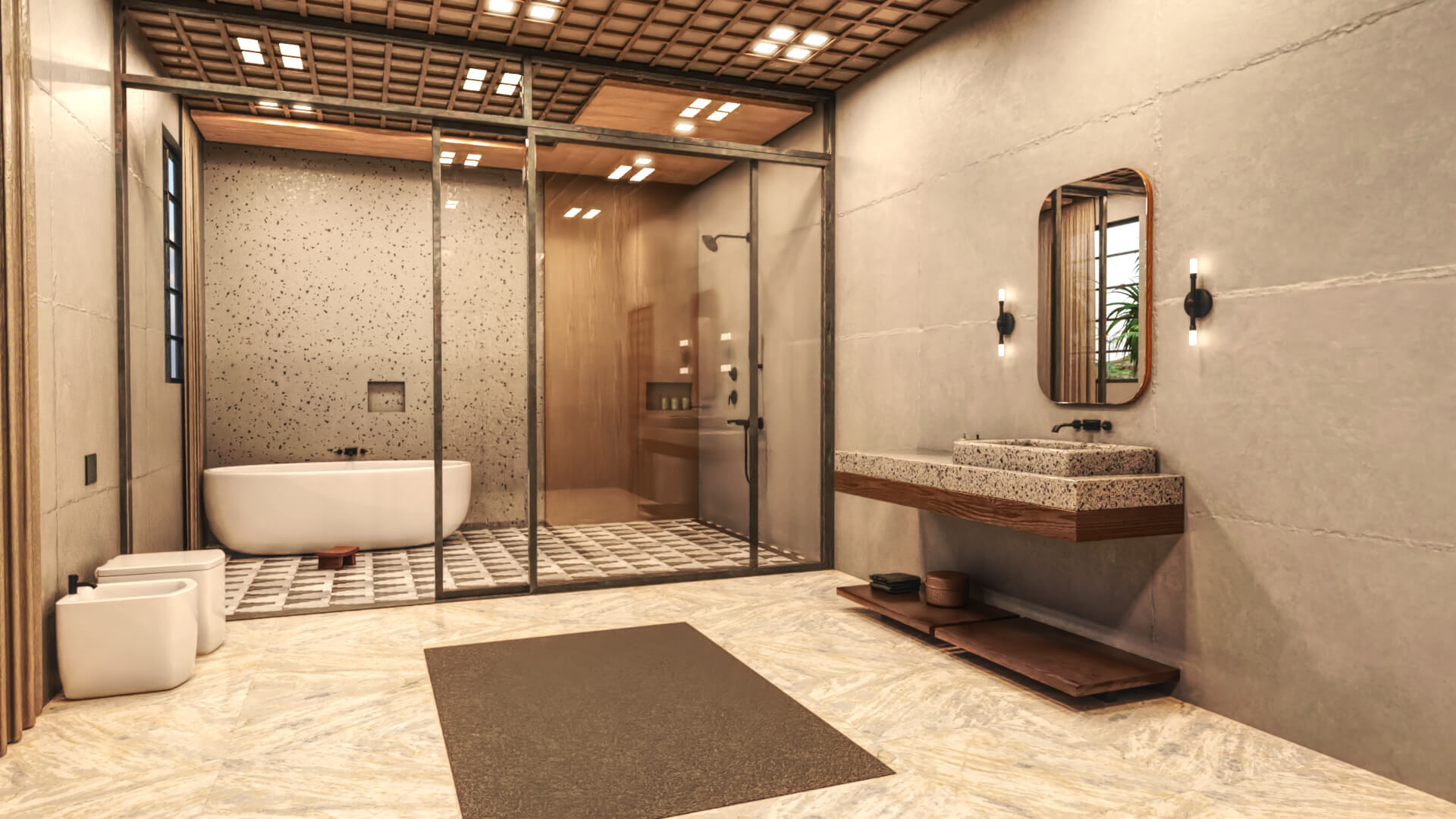 Japandi Bathroom on Renderhub Island 3D Render by clacydarch