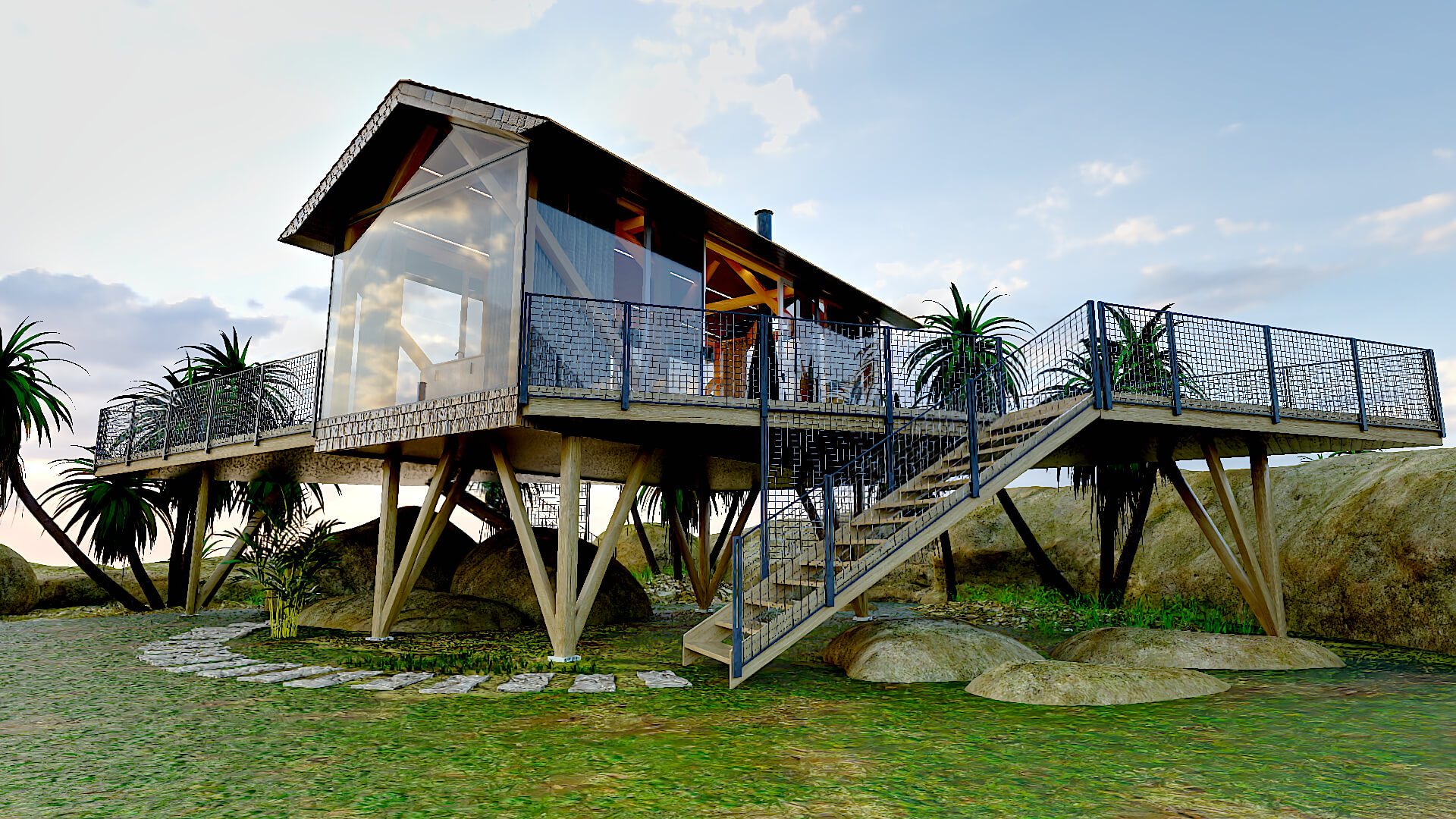 Modern Tree Cabin on Renderhub Island 2024 3D Render