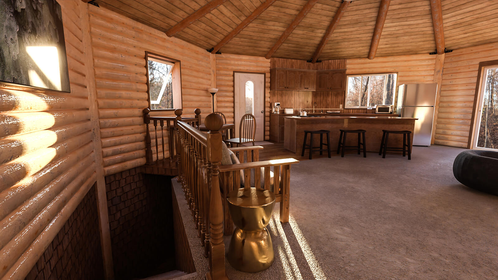 Polygon Log Cabin 3D Render, Digital Art by clacydarch