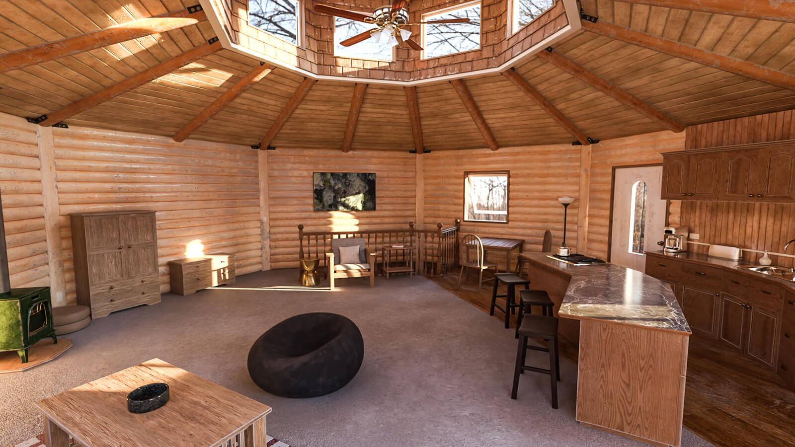 Polygon Log Cabin 3D Render | RenderHub Gallery