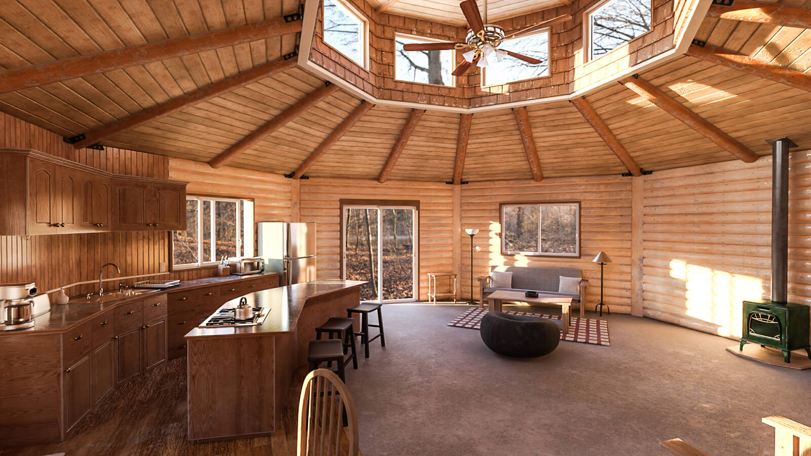 Polygon Log Cabin 3D Render | RenderHub Gallery