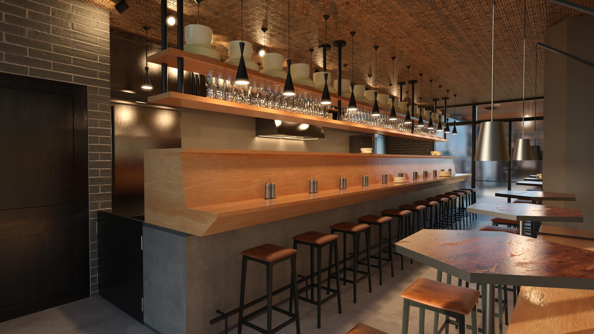 Ramen Bar 3D Render, Digital Art by clacydarch