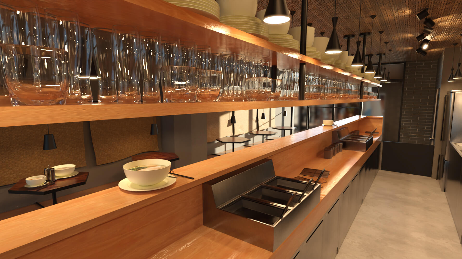 Ramen Bar 3D Render, Digital Art by clacydarch