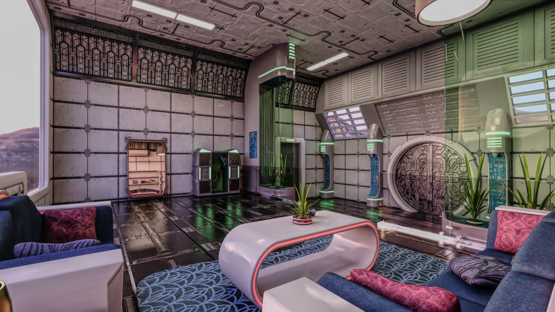 Scifi Living Space 3D Render, Digital Art by clacydarch