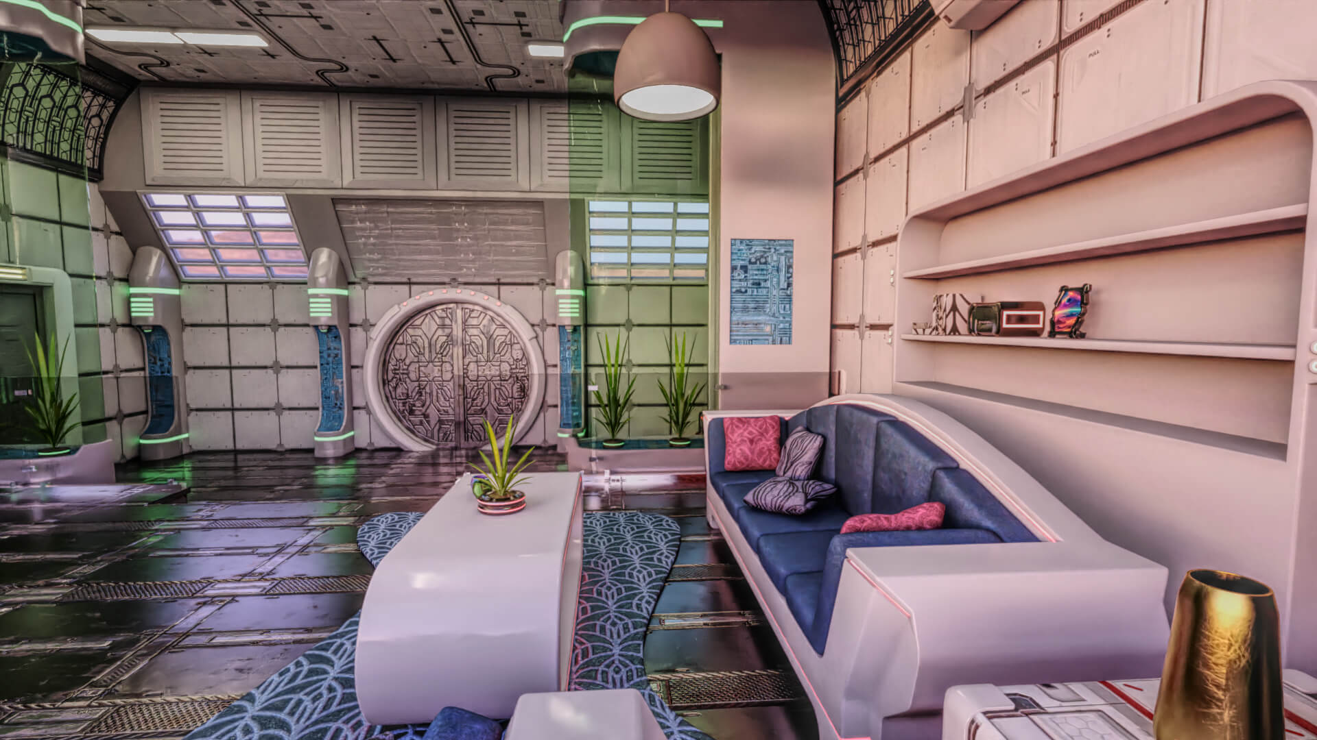 Scifi Living Space 3D Render, Digital Art by clacydarch