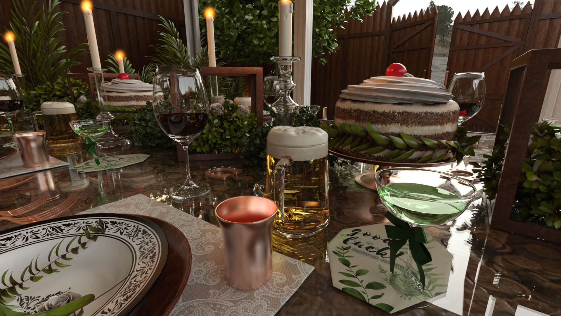 St. Patrick's Dinner 3D Render, Digital Art by clacydarch