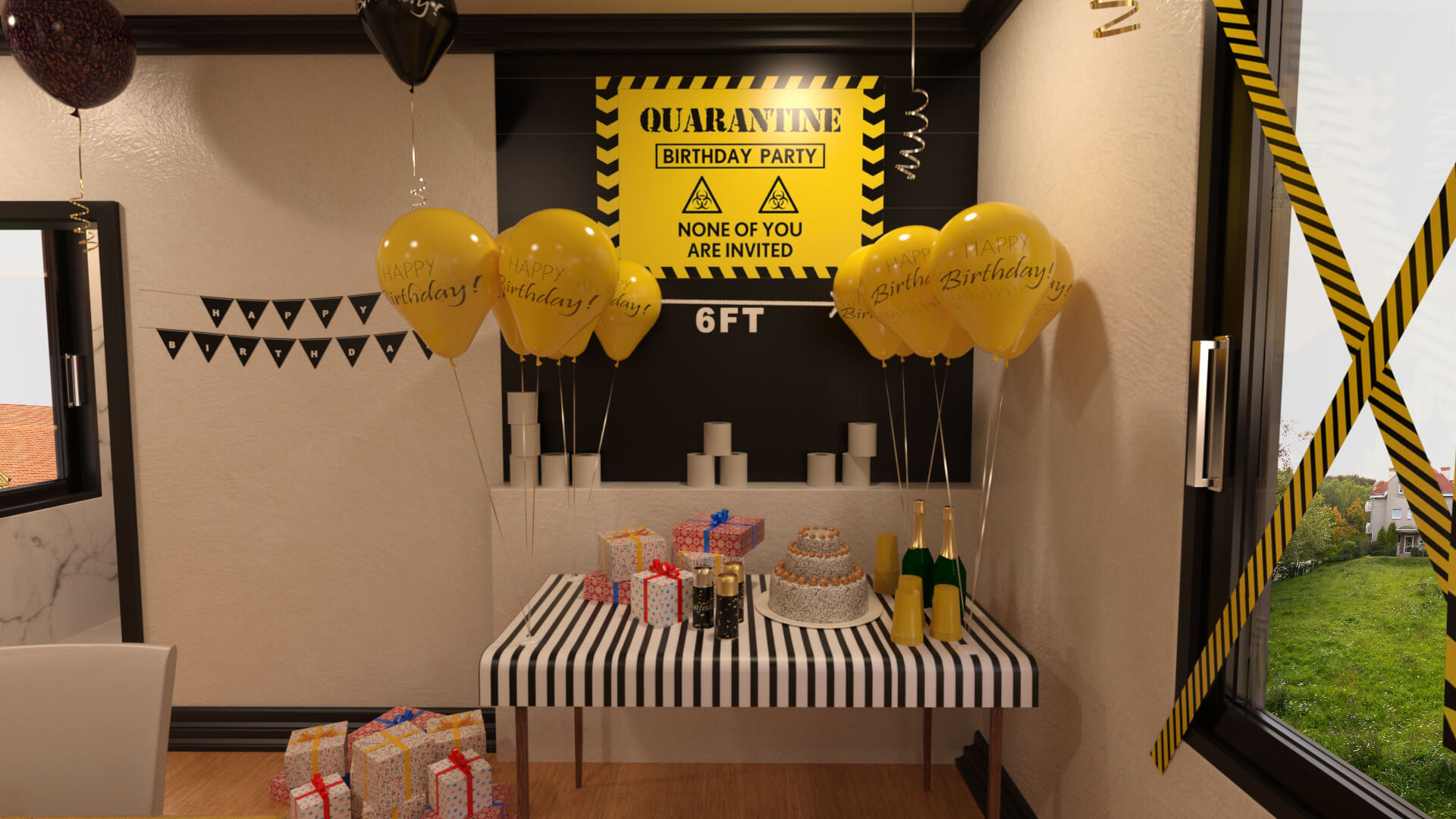 Quarantine Birthday Setup - Daz Content by clacydarch