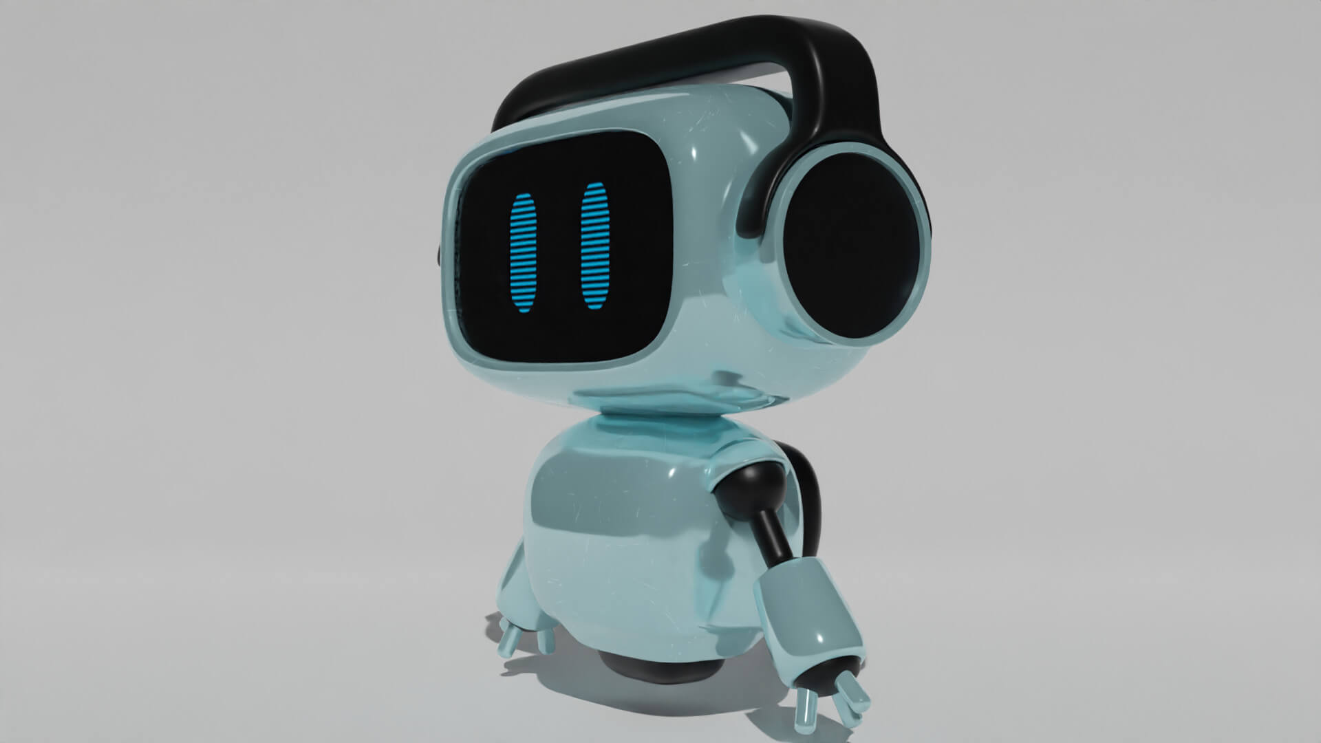 Cute Robot Light Blue - 3D Model by clickdamn