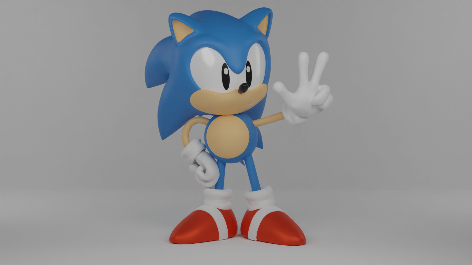 Classic Sonic 3D Render, Digital Art by clickdamn