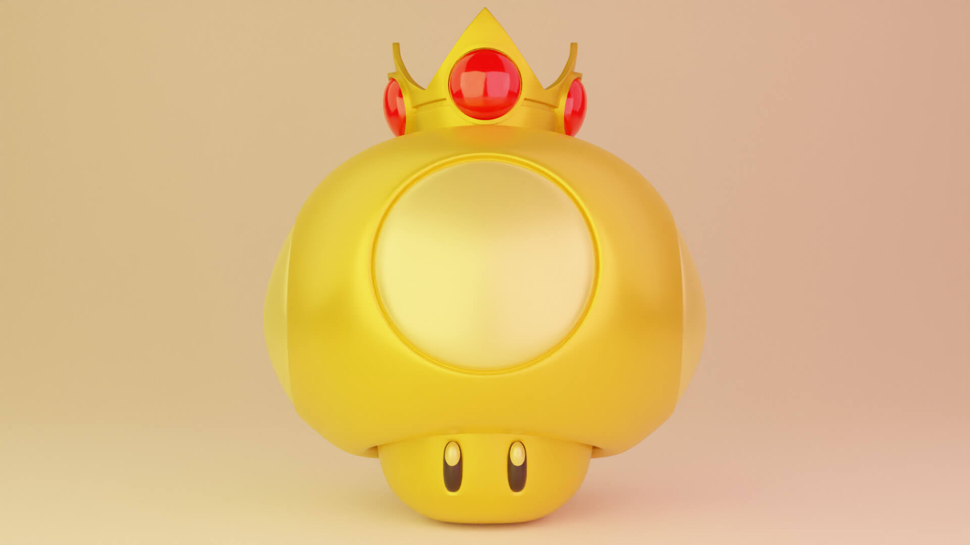 Gold Mushroom From Mario's Game - 3D Model by clickdamn