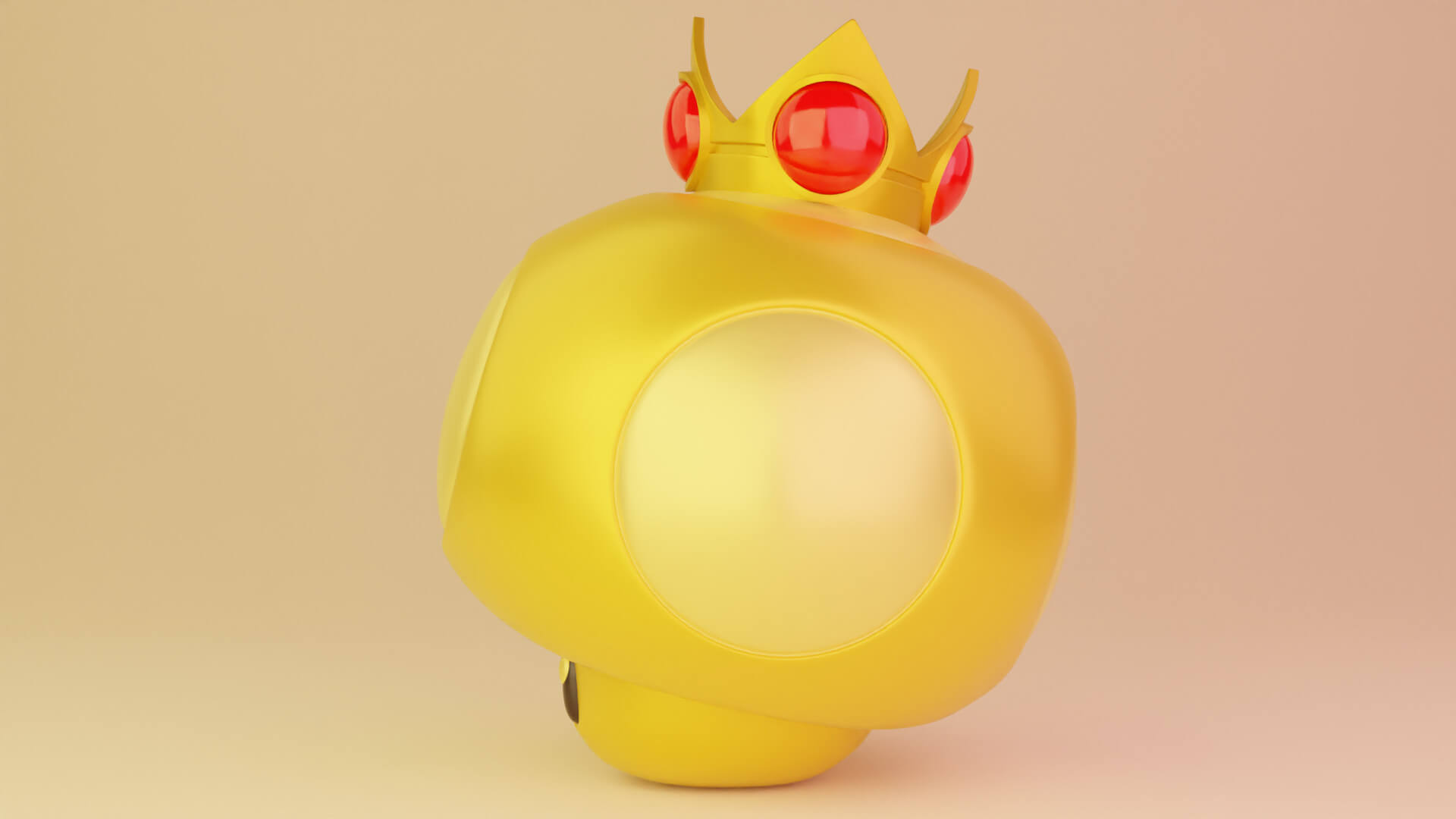 Gold Mushroom From Mario's Game - 3D Model by clickdamn