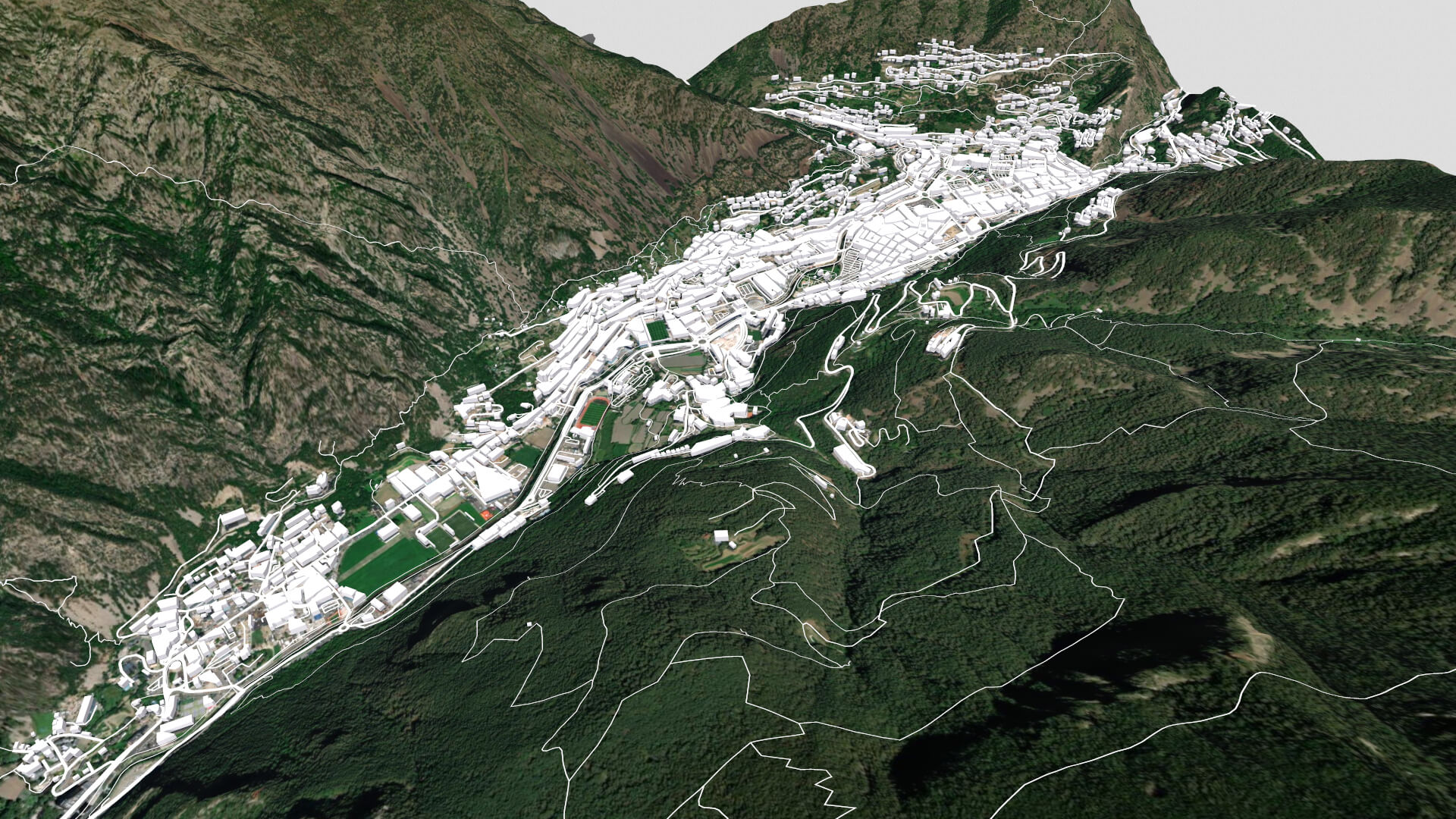 Cityscape Andorra La Vella in Andorra - 3D Model by clickshop3d