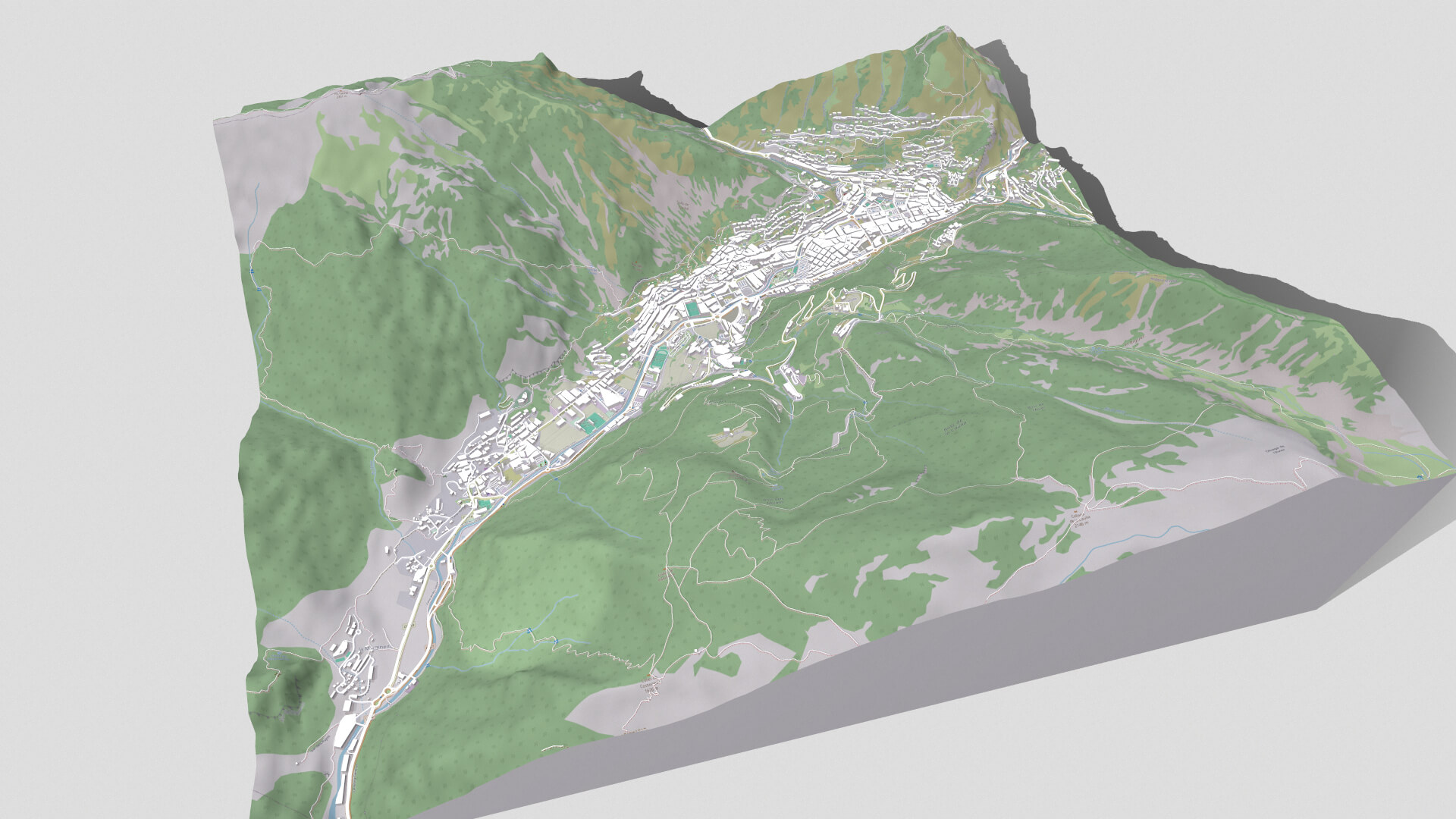 Cityscape Andorra La Vella in Andorra - 3D Model by clickshop3d