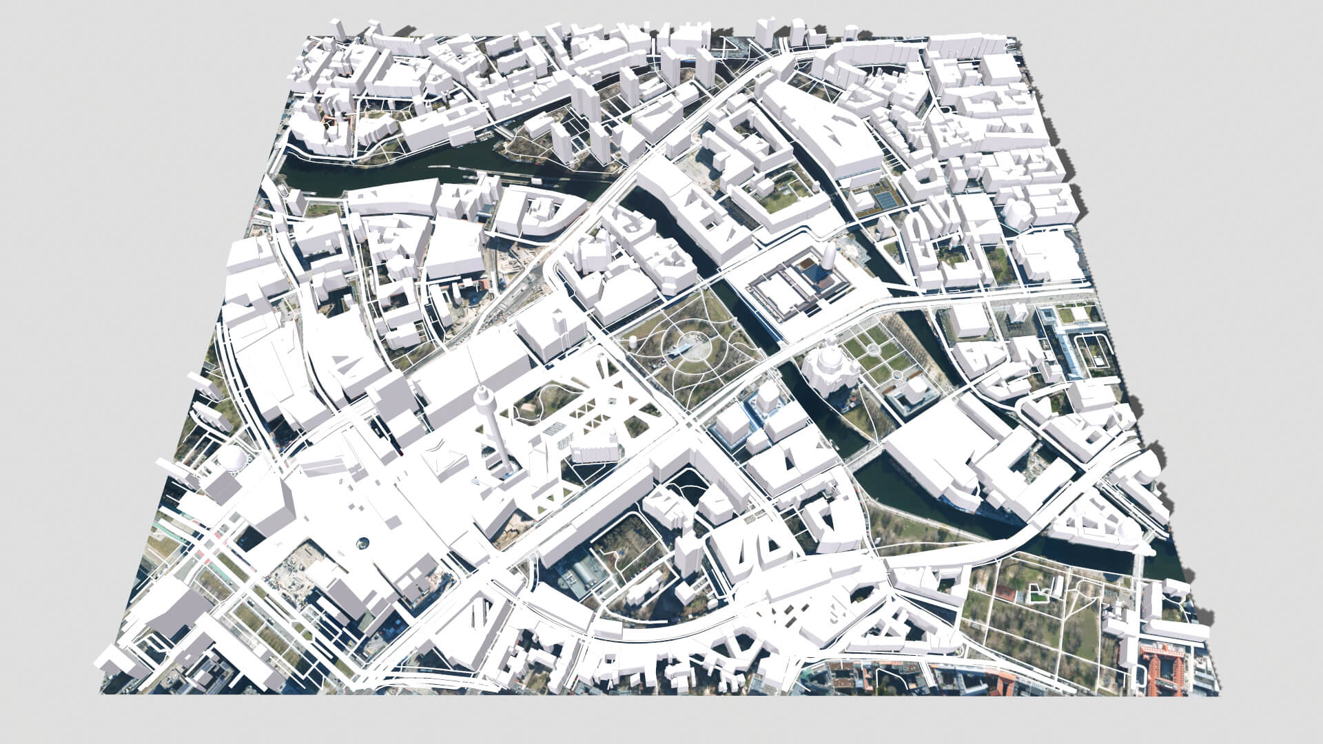 Cityscape Berlin Germany Fragment City Berliner Fernsehturm - 3D Model ...