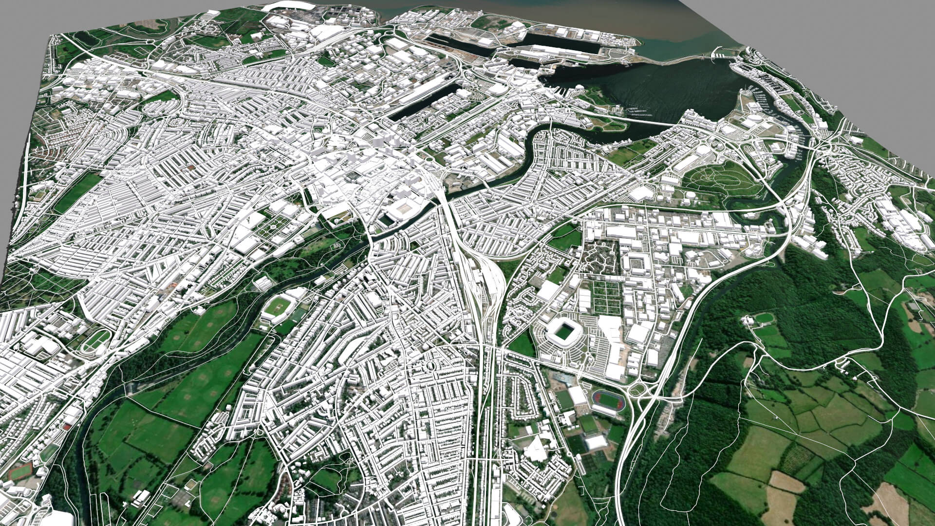 Cityscape Cardiff Great Britain - 3D Model by clickshop3d