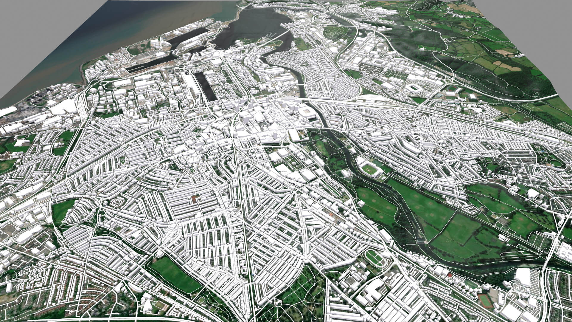 Cityscape Cardiff Great Britain - 3D Model by clickshop3d