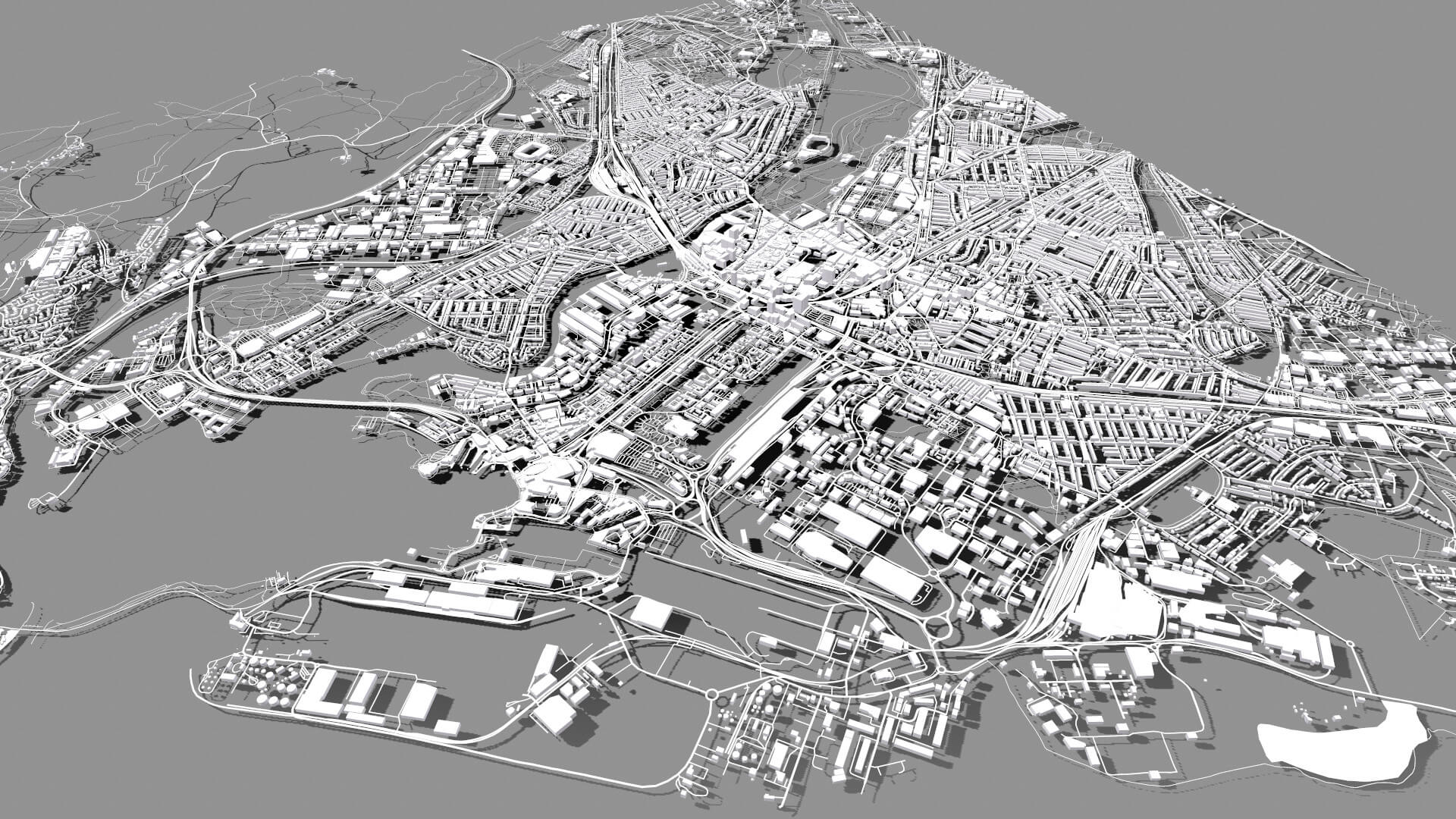 Cityscape Cardiff Great Britain - 3D Model by clickshop3d