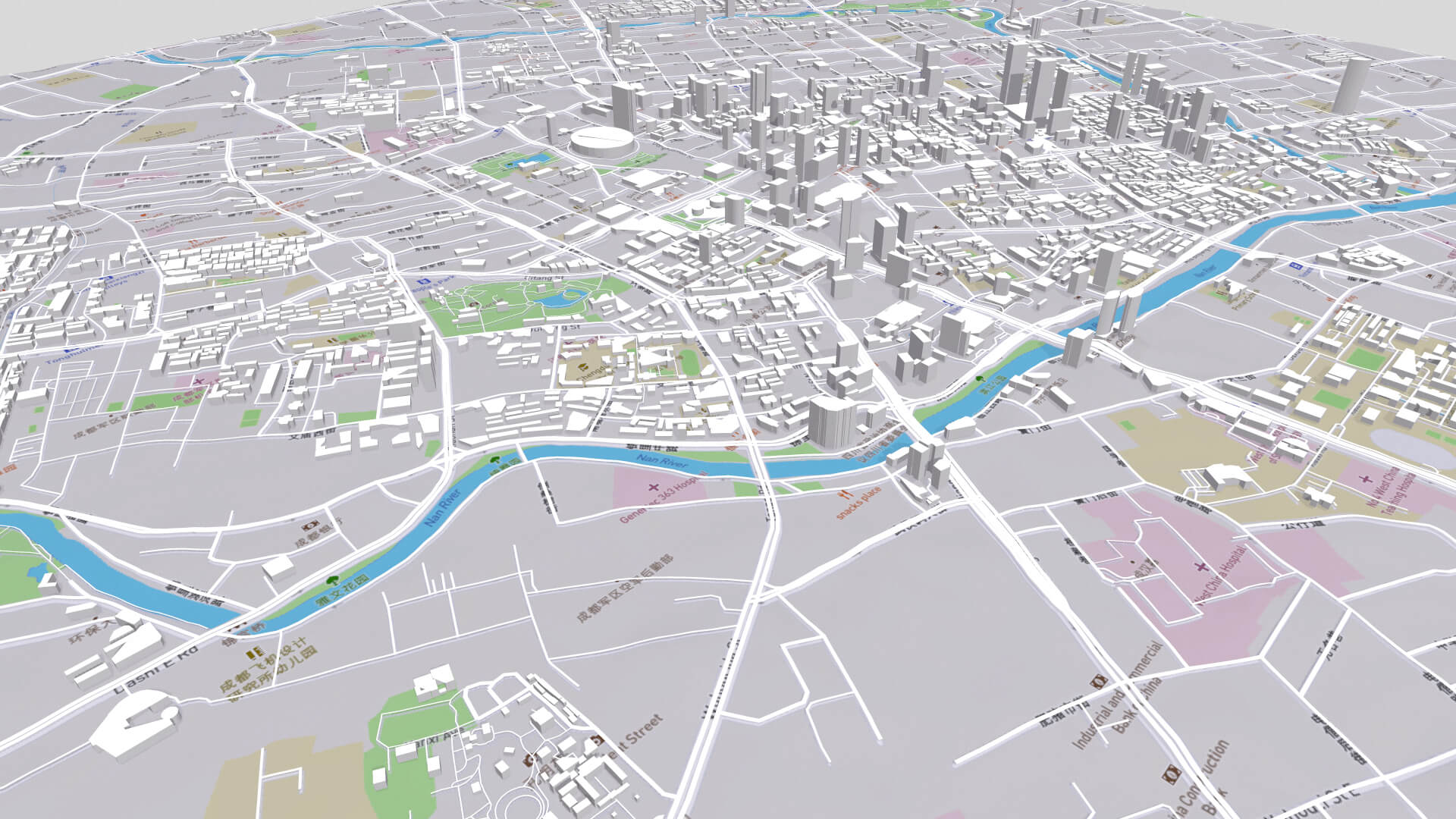 Cityscape Chengdu China - 3D Model by clickshop3d