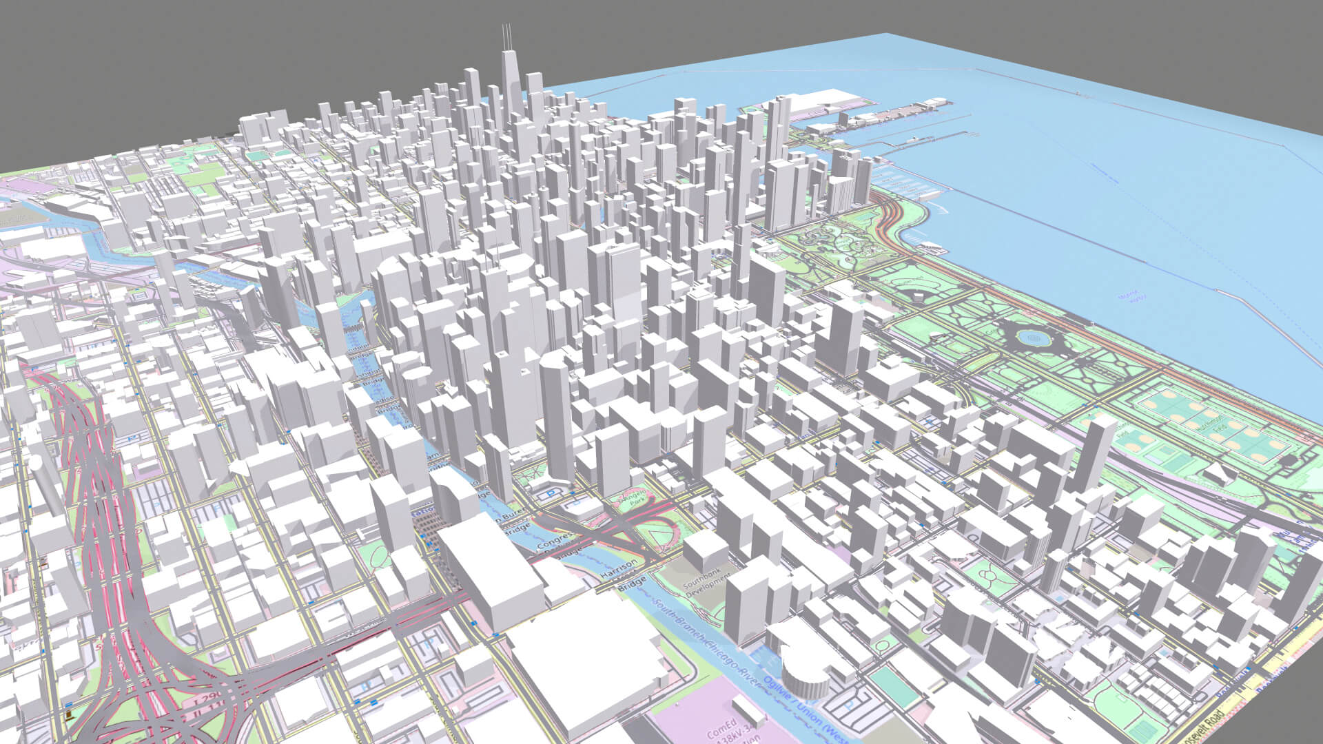 Cityscape Chicago USA - 3D Model by clickshop3d