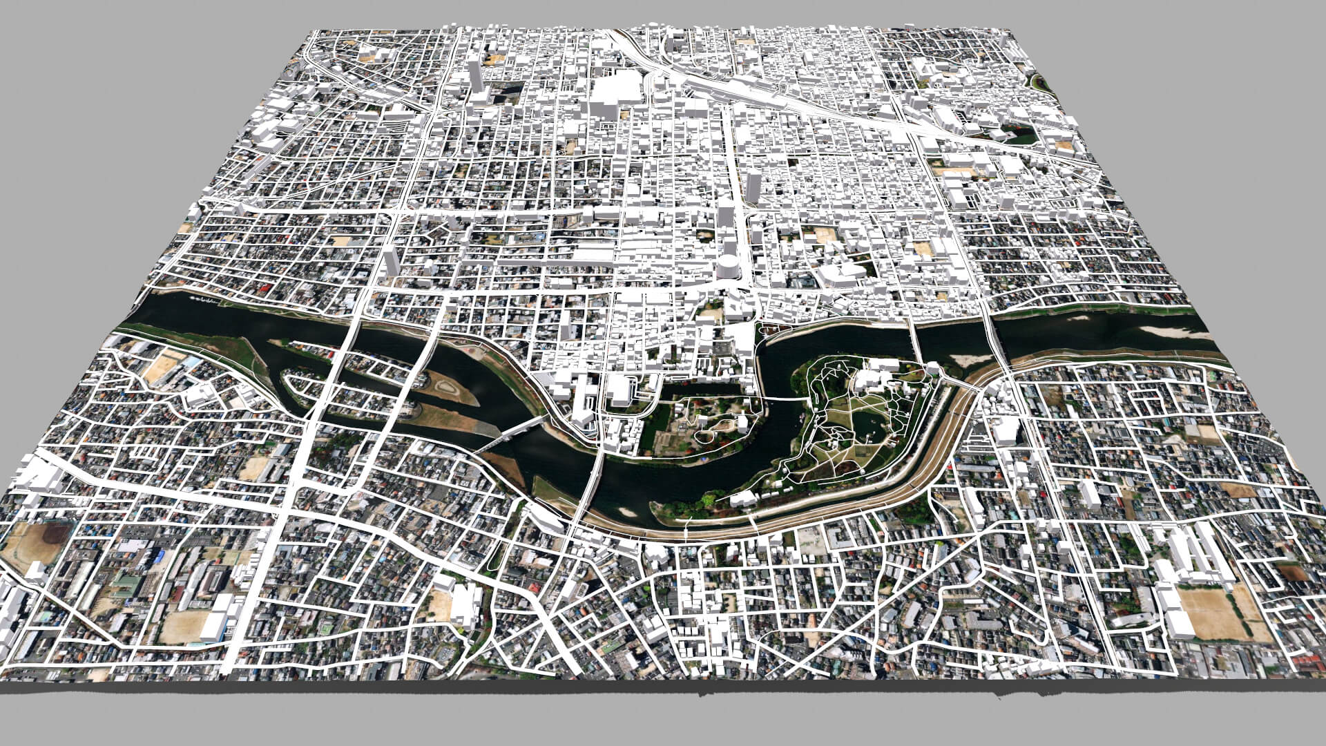 Cityscape Okayama Japan - 3D Model by clickshop3d
