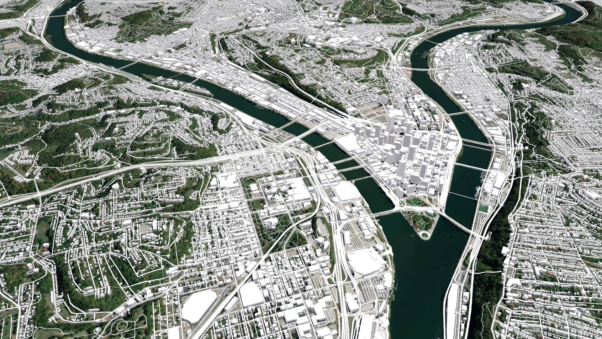 Cityscape Pittsburgh Pennsylvania USA - 3D Model by clickshop3d