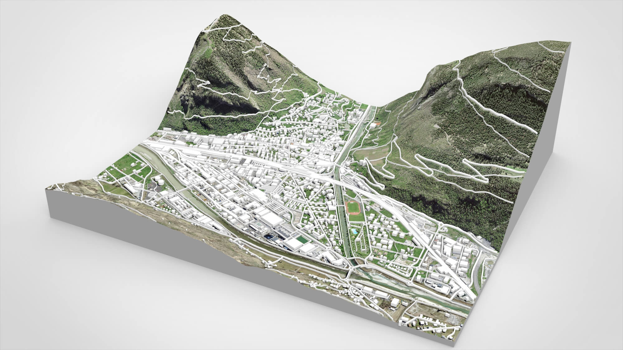 Cityscape Visp Switzerland - 3D Model by clickshop3d