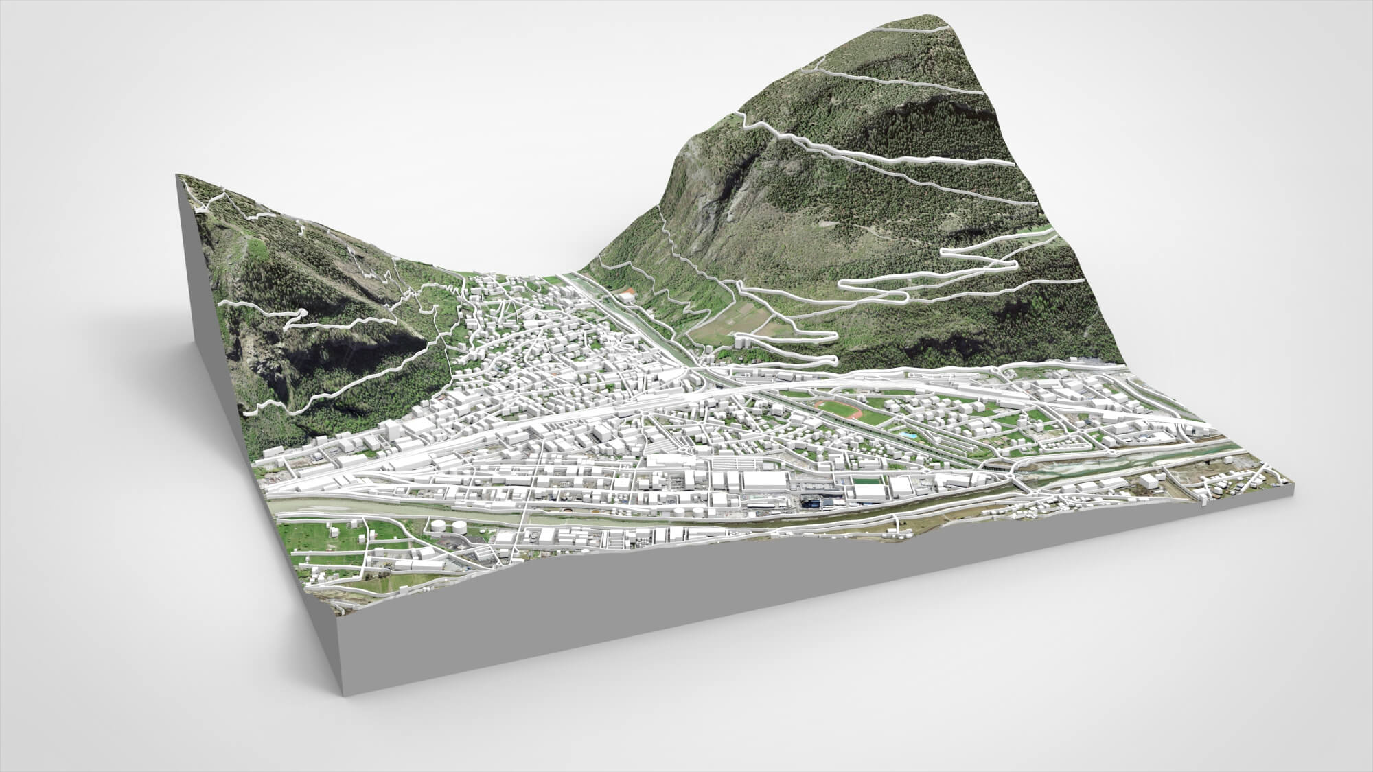 Cityscape Visp Switzerland - 3D Model by clickshop3d