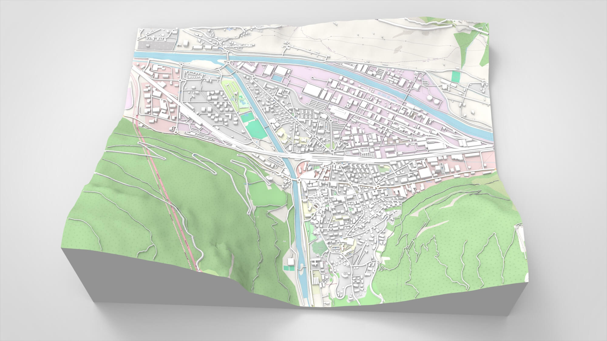 Cityscape Visp Switzerland - 3D Model by clickshop3d