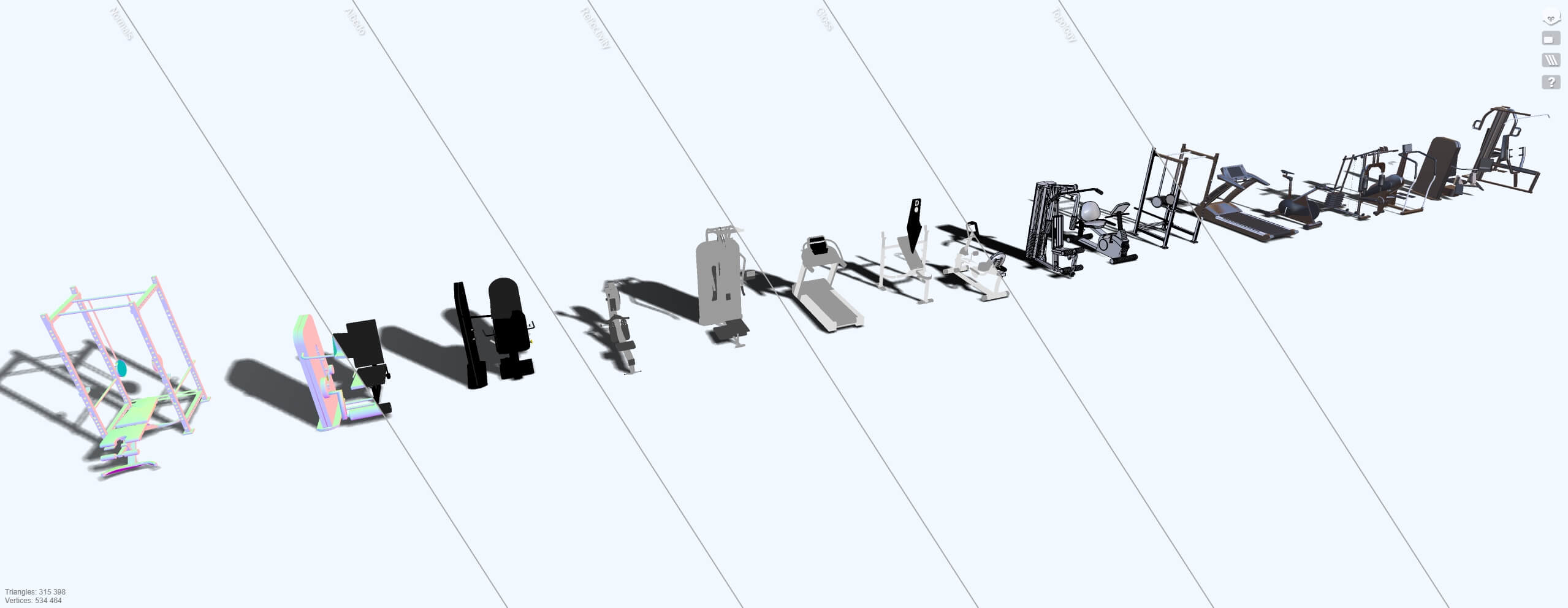 Home Gym Equipment and Commercial Gym Machines - 3D Model by clickshop3d