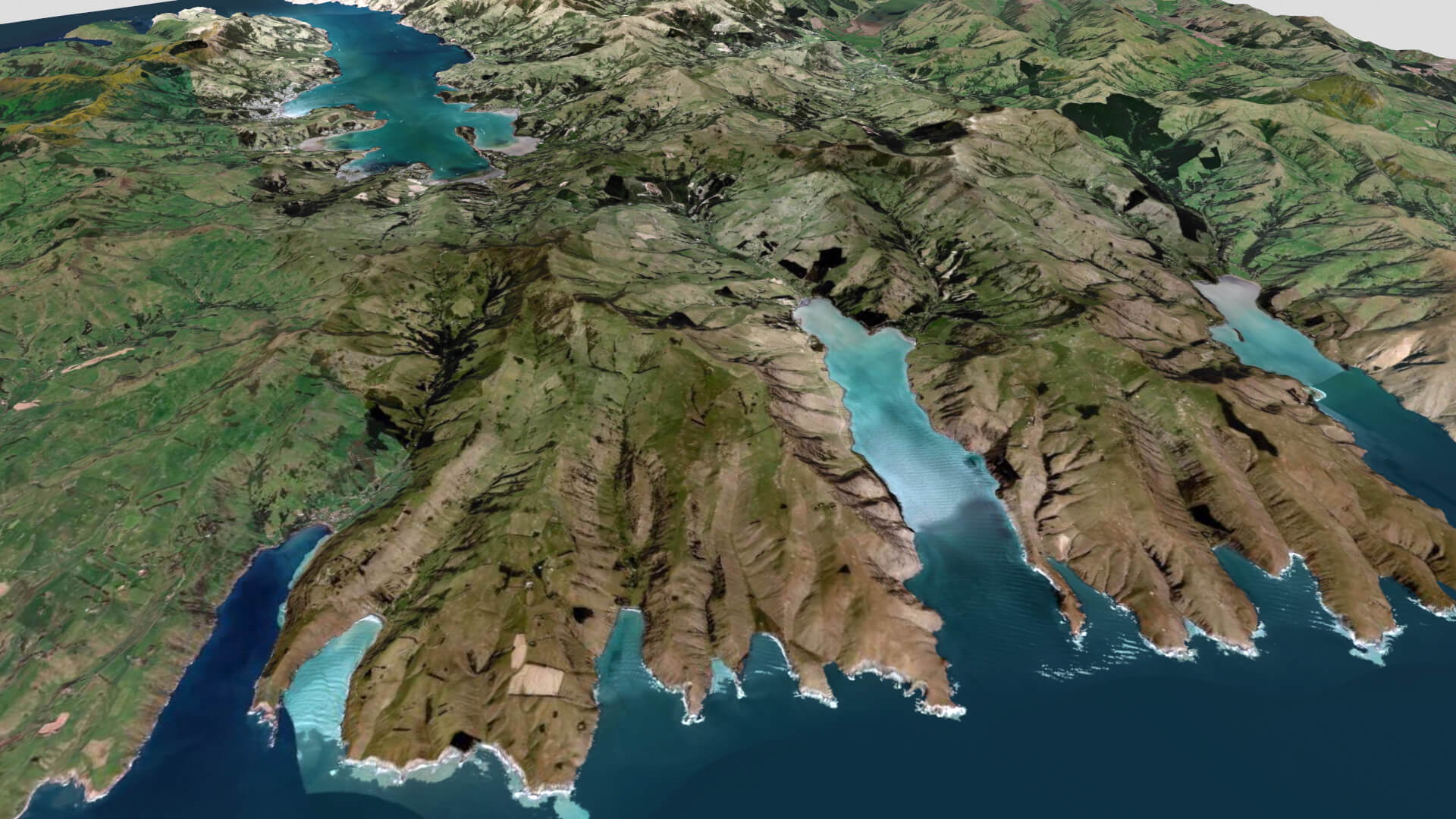 Island Banks Peninsula New Zeland - 3D Model by clickshop3d