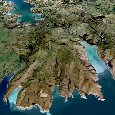 Island Banks Peninsula New Zeland - 3D Model by clickshop3d