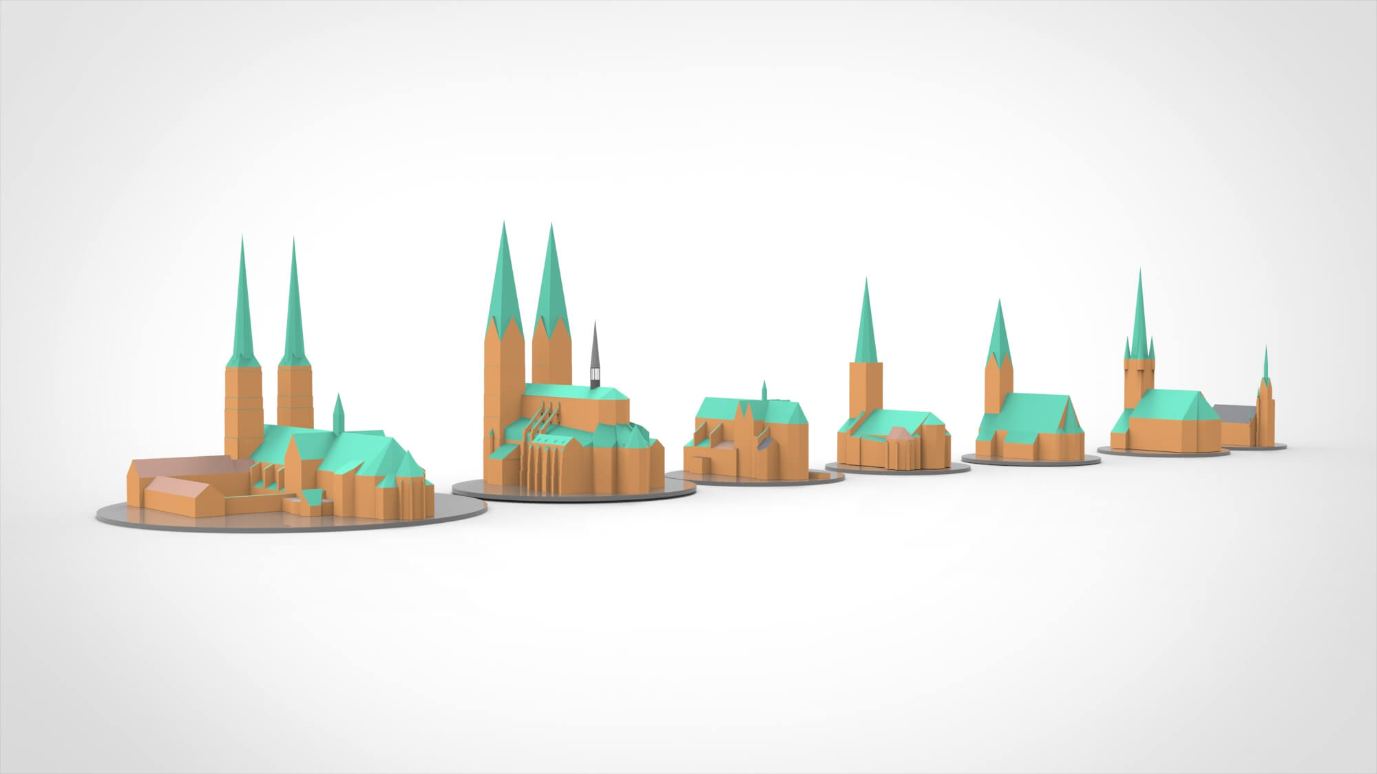 Lubeck Germany Cathedral Buildings Collection Low Poly - 3D Model by ...