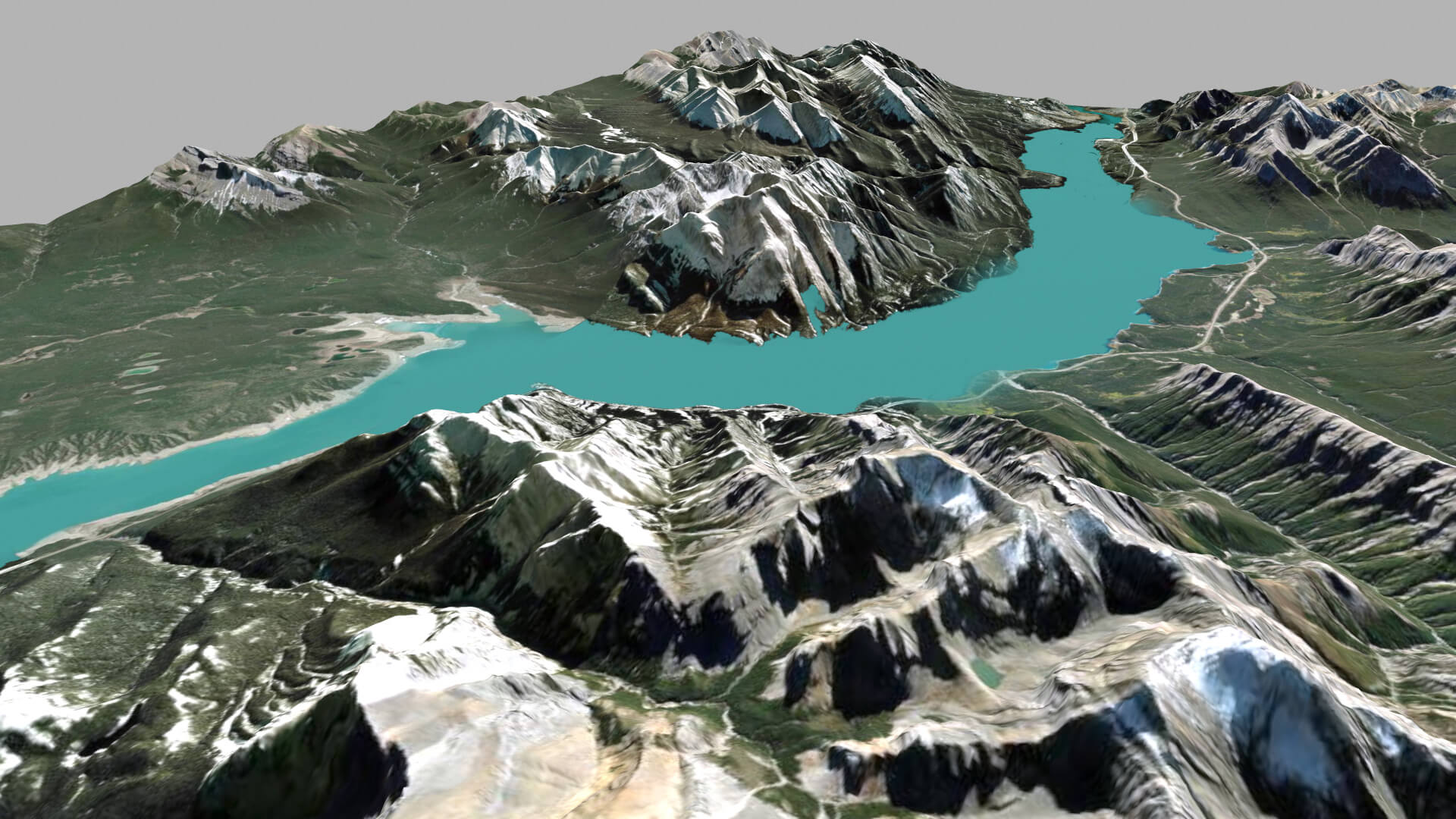 Mountain Landscape and Abraham Lake Alberta Canada - 3D Model by ...
