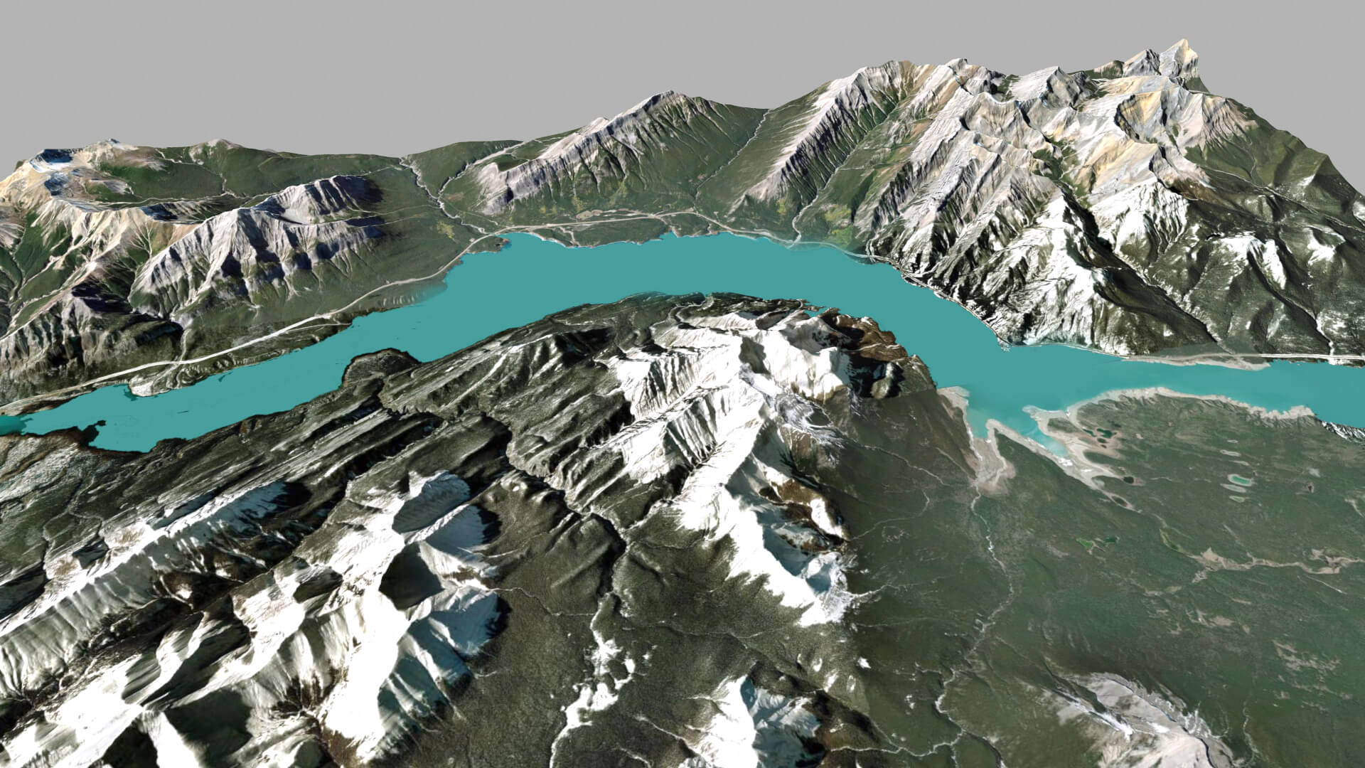 Mountain Landscape and Abraham Lake Alberta Canada - 3D Model by ...