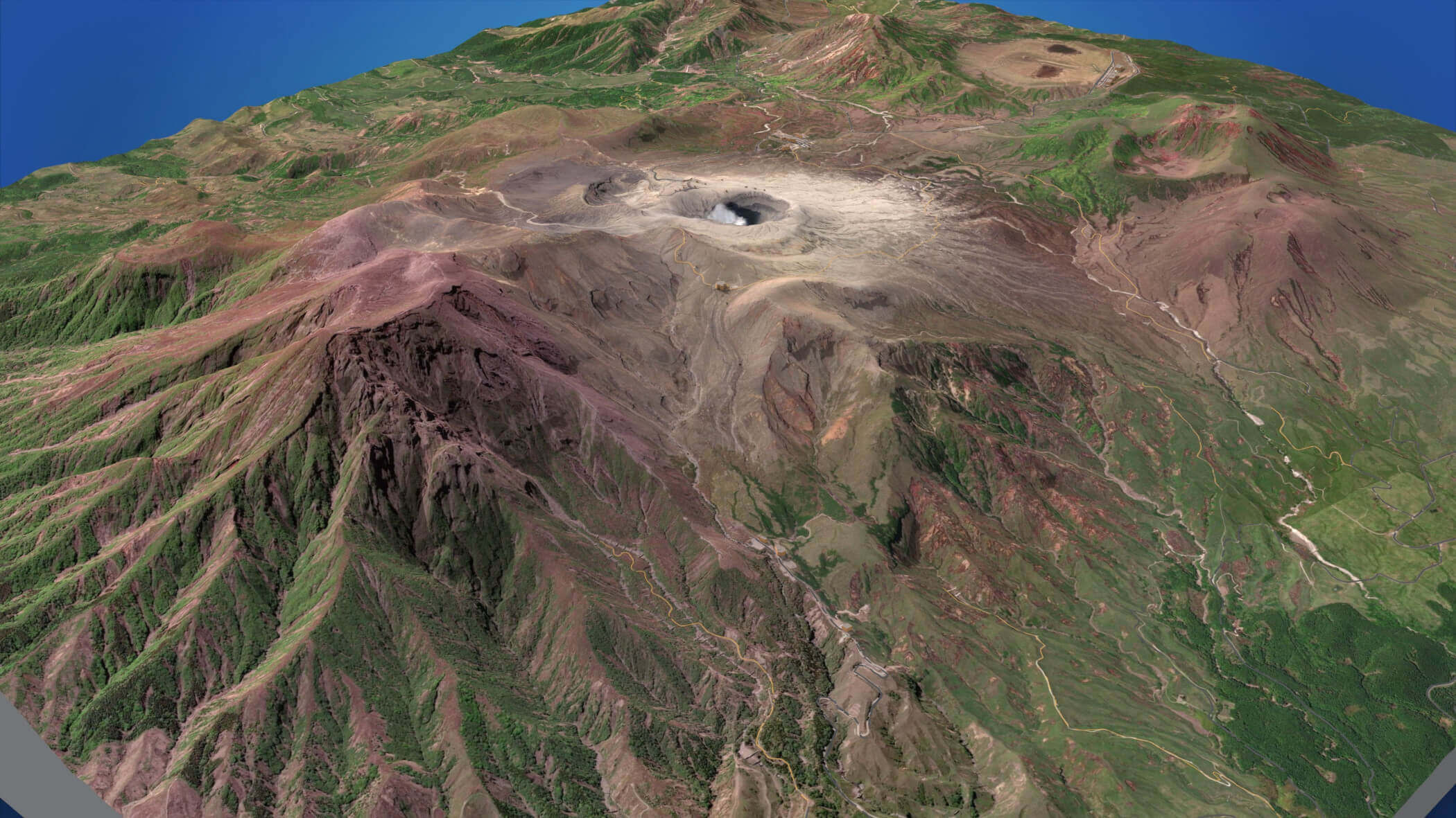 Mountain Landscape Mt Aso Nakadake Crater - 3D Model by clickshop3d
