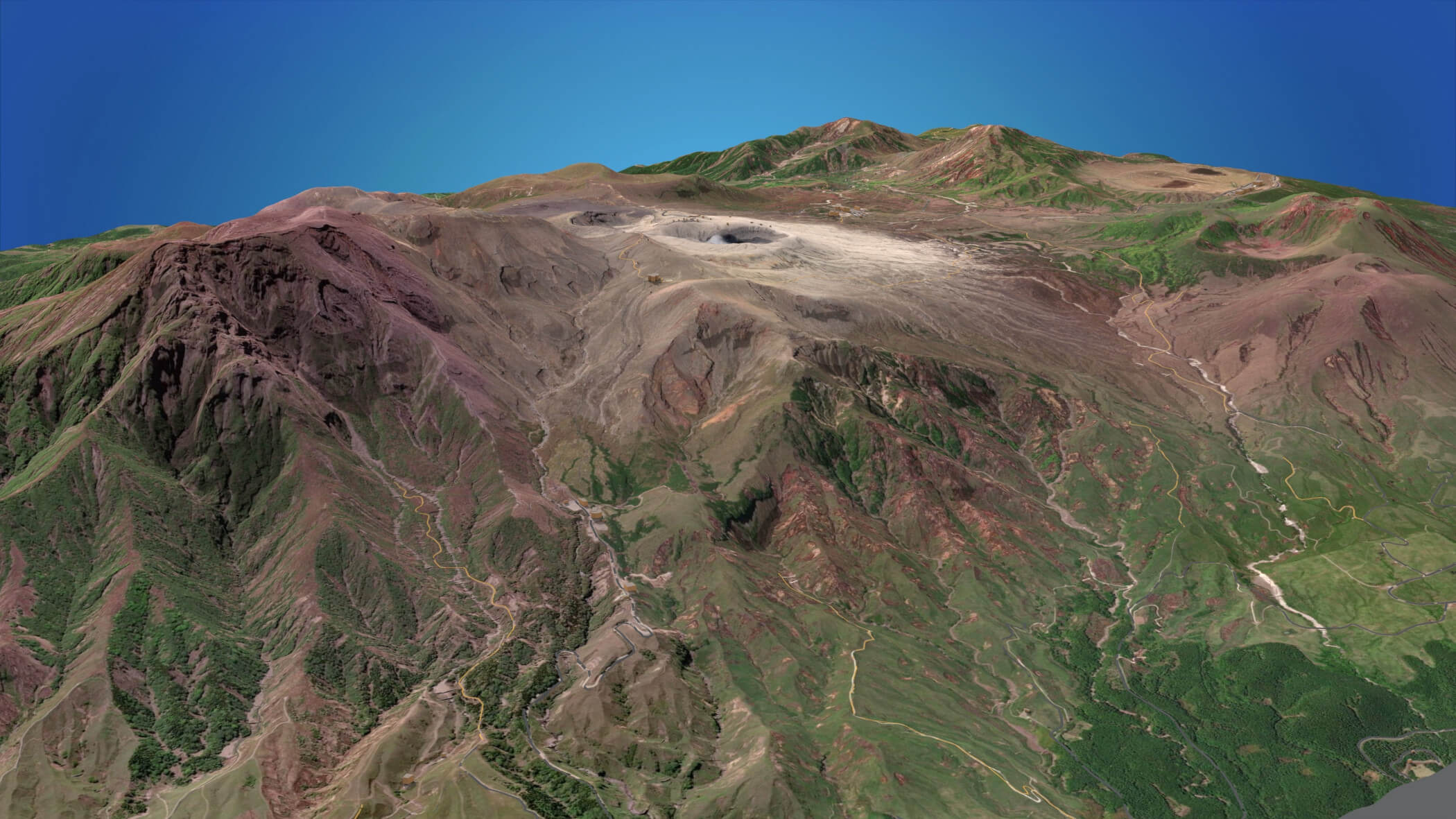 Mountain Landscape Mt Aso Nakadake Crater - 3D Model by clickshop3d