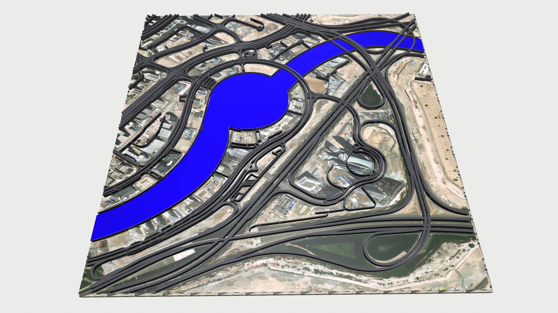Streets and Roads Downtown Dubai UAE - 3D Model by clickshop3d