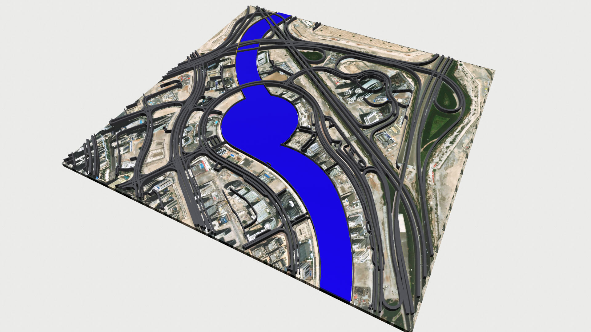 Streets and Roads Downtown Dubai UAE - 3D Model by clickshop3d