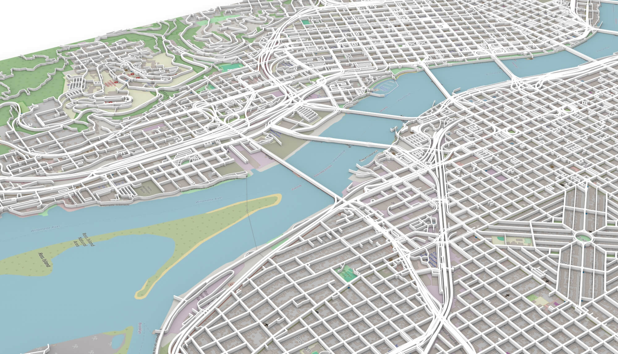 Streets and Roads Portland Oregon USA - 3D Model by clickshop3d