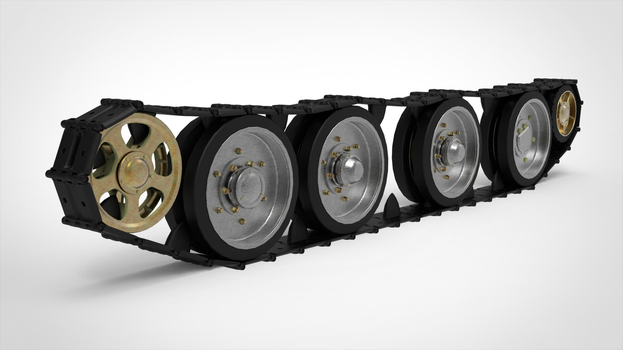 Tank Tracks Crawler tracks rollers mine trawls - 3D Model by clickshop3d