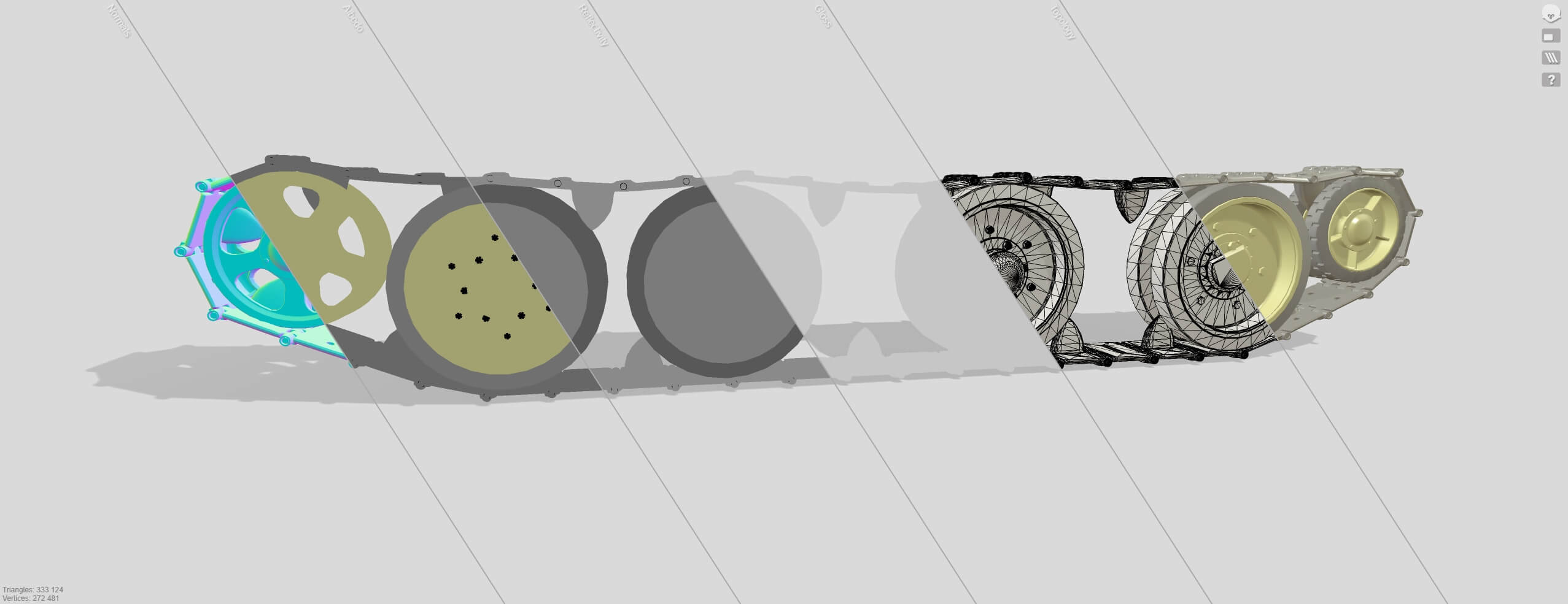 Tank Tracks Crawler tracks rollers mine trawls - 3D Model by clickshop3d