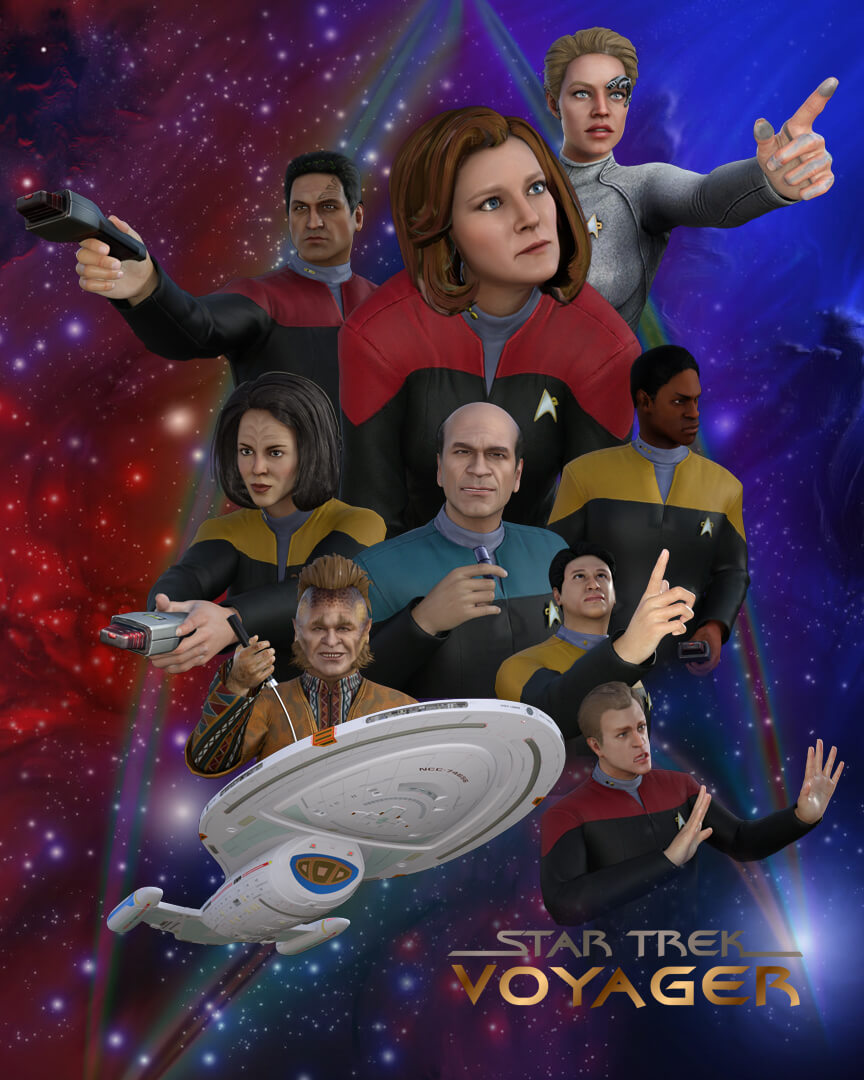 Poster Star Trek Voyager 3D Render, Digital Art by clioschrotter