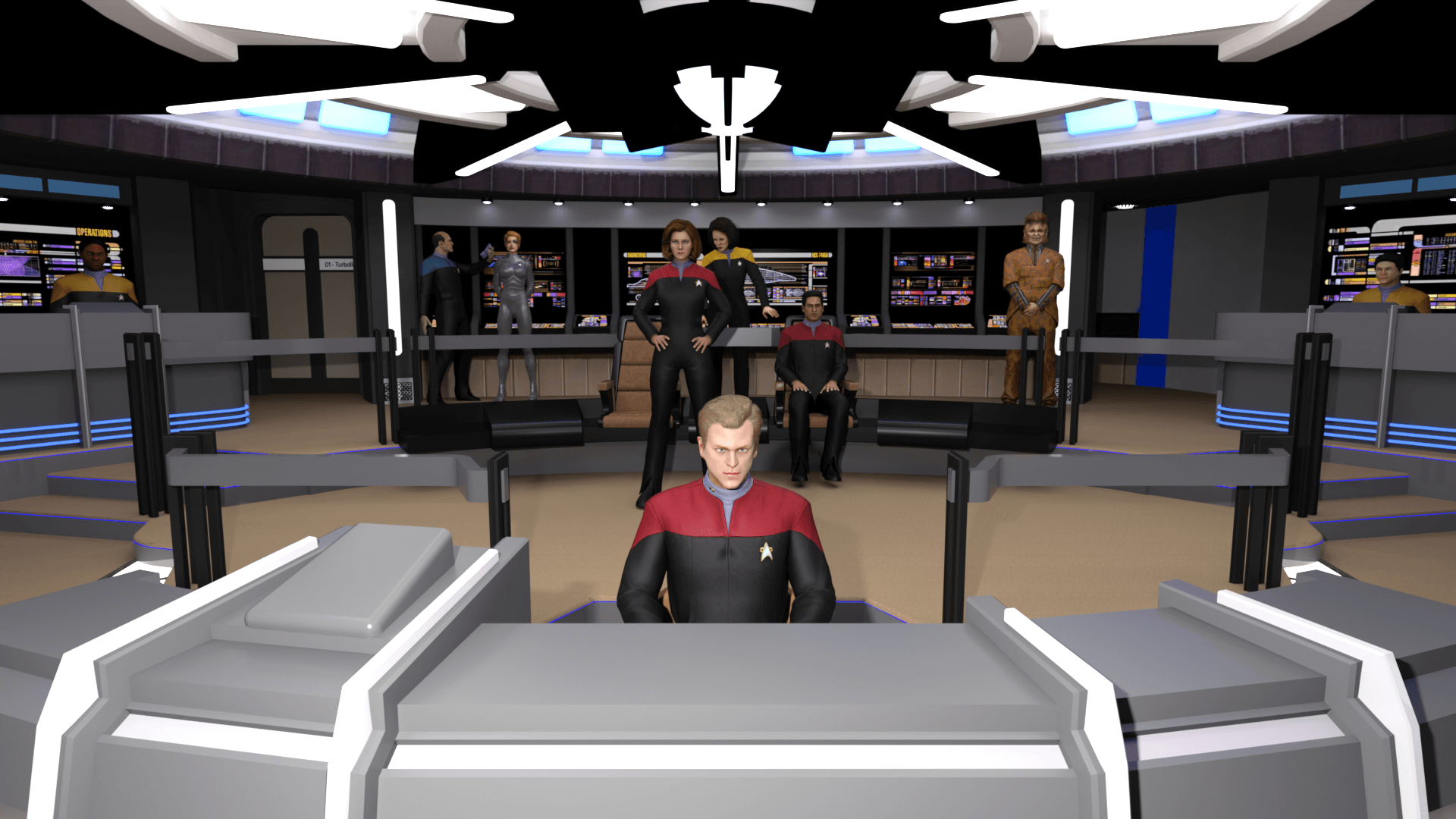 VOY Bridge Crew 3D Render, Digital Art by clioschrotter